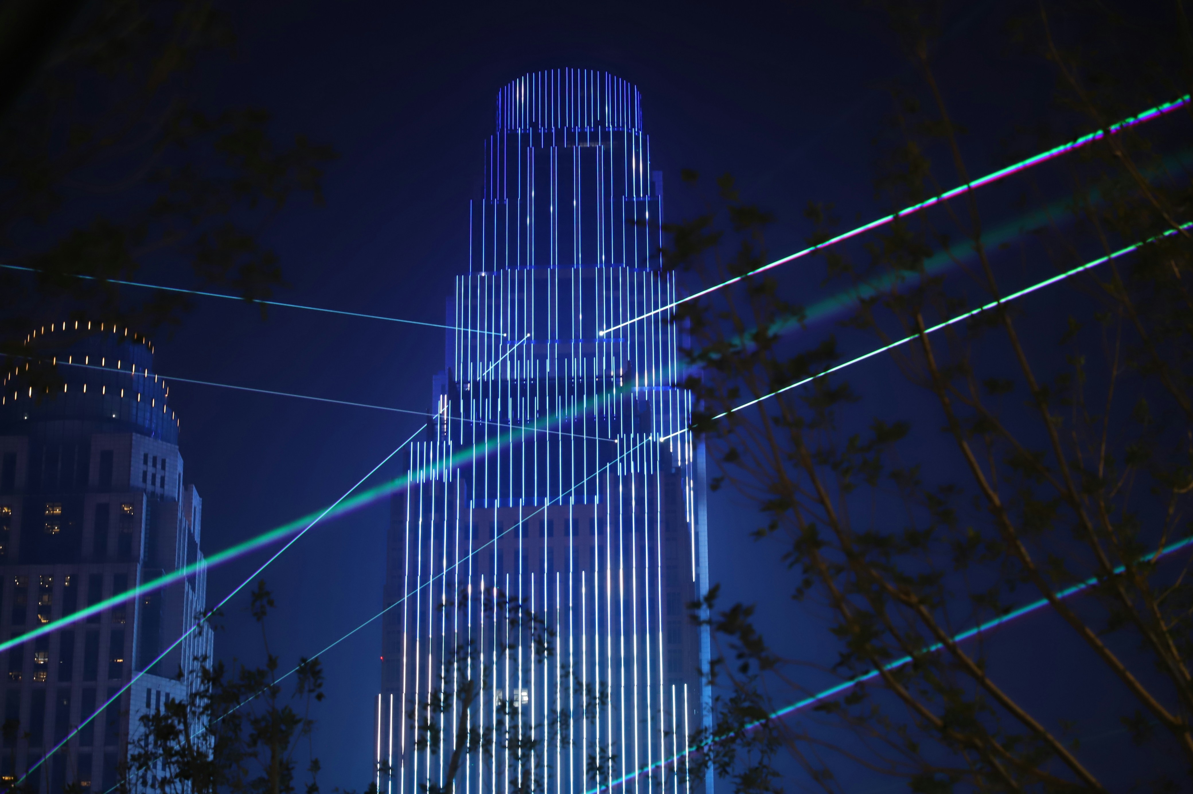 Neon Symphony: A Dance of Light on Urban Architecture