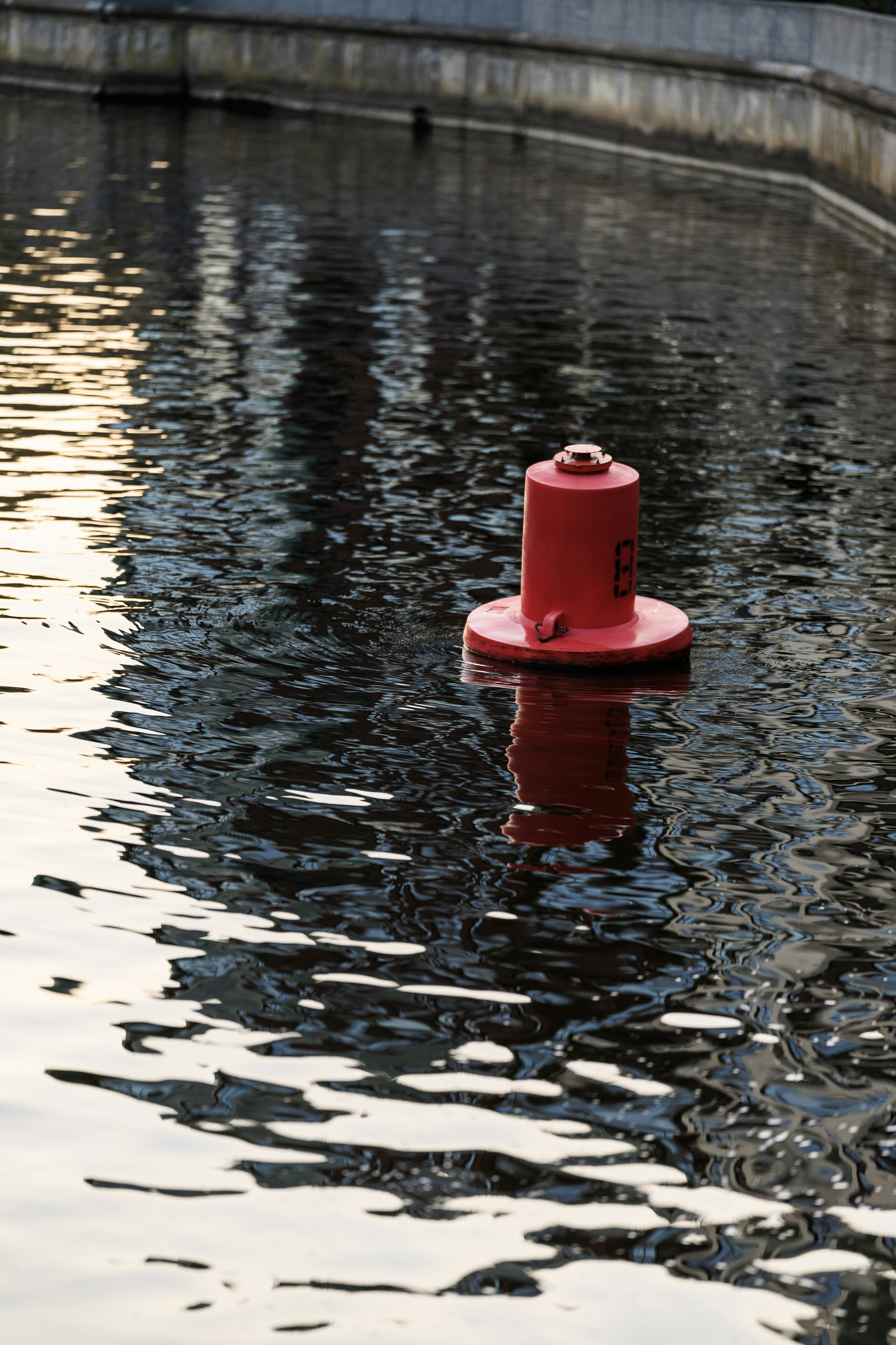 A red buoy floats on rippling water. photo – Free Sunset Image on Unsplash