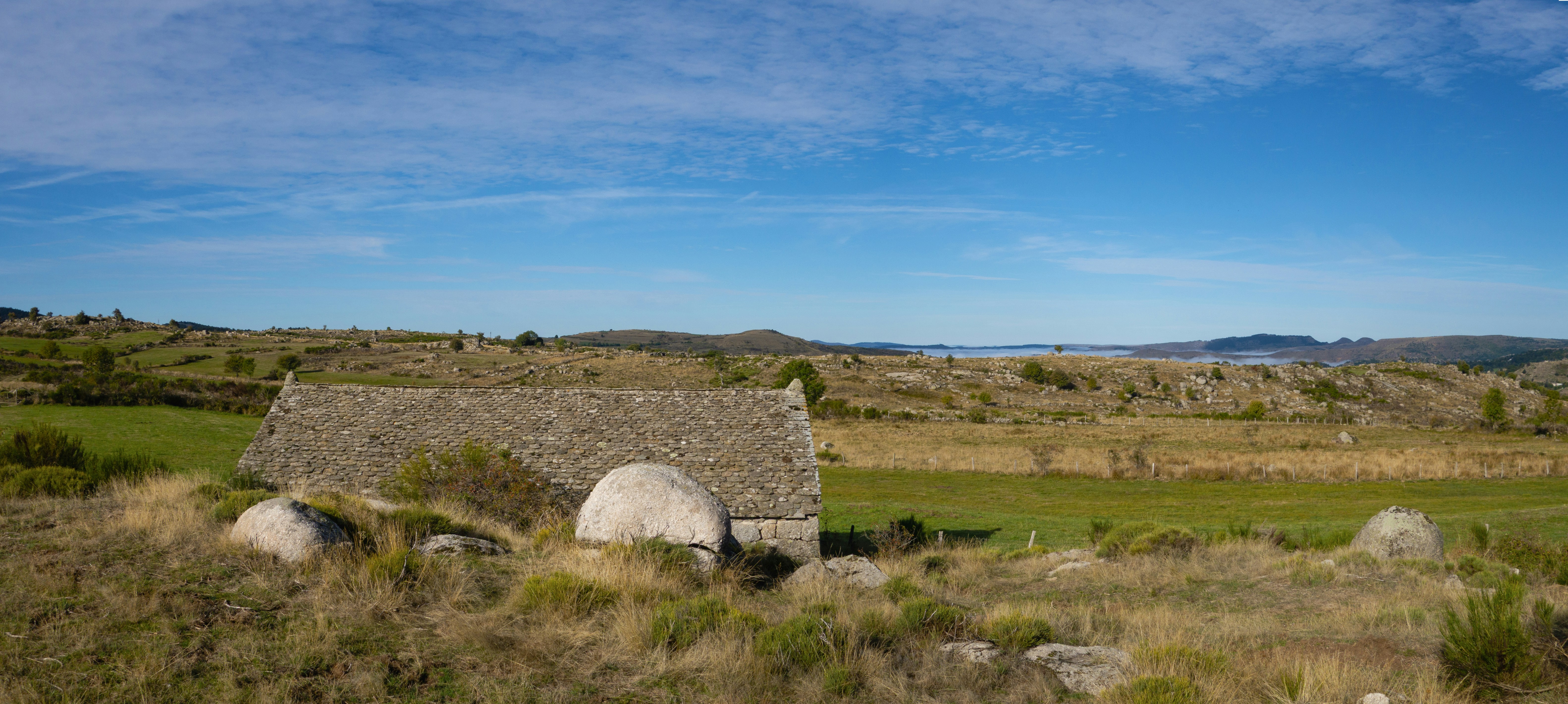 Windward Stone Shelter on a Wind-Swept Moor