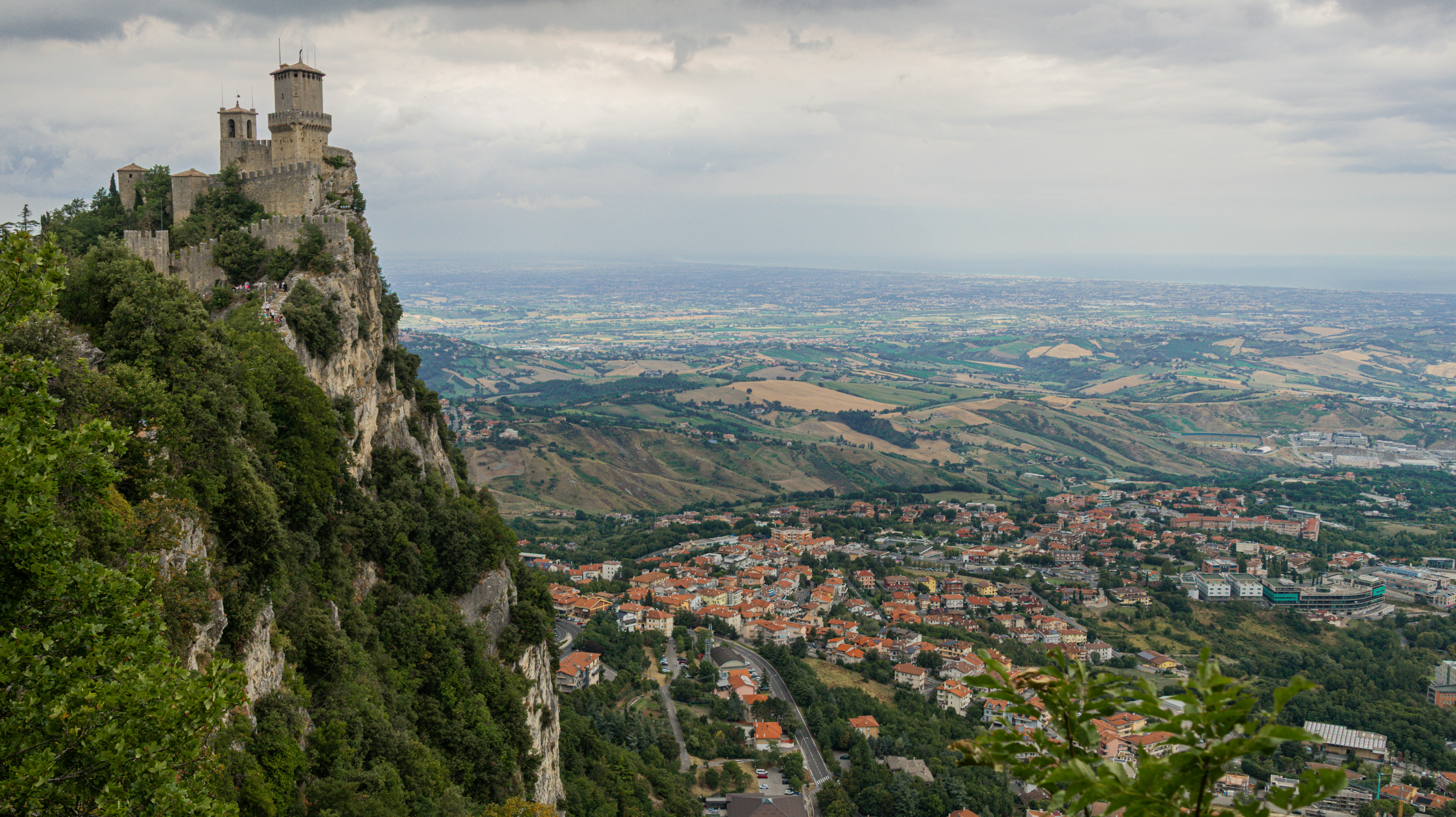 Castle on a cliff overlooking a town