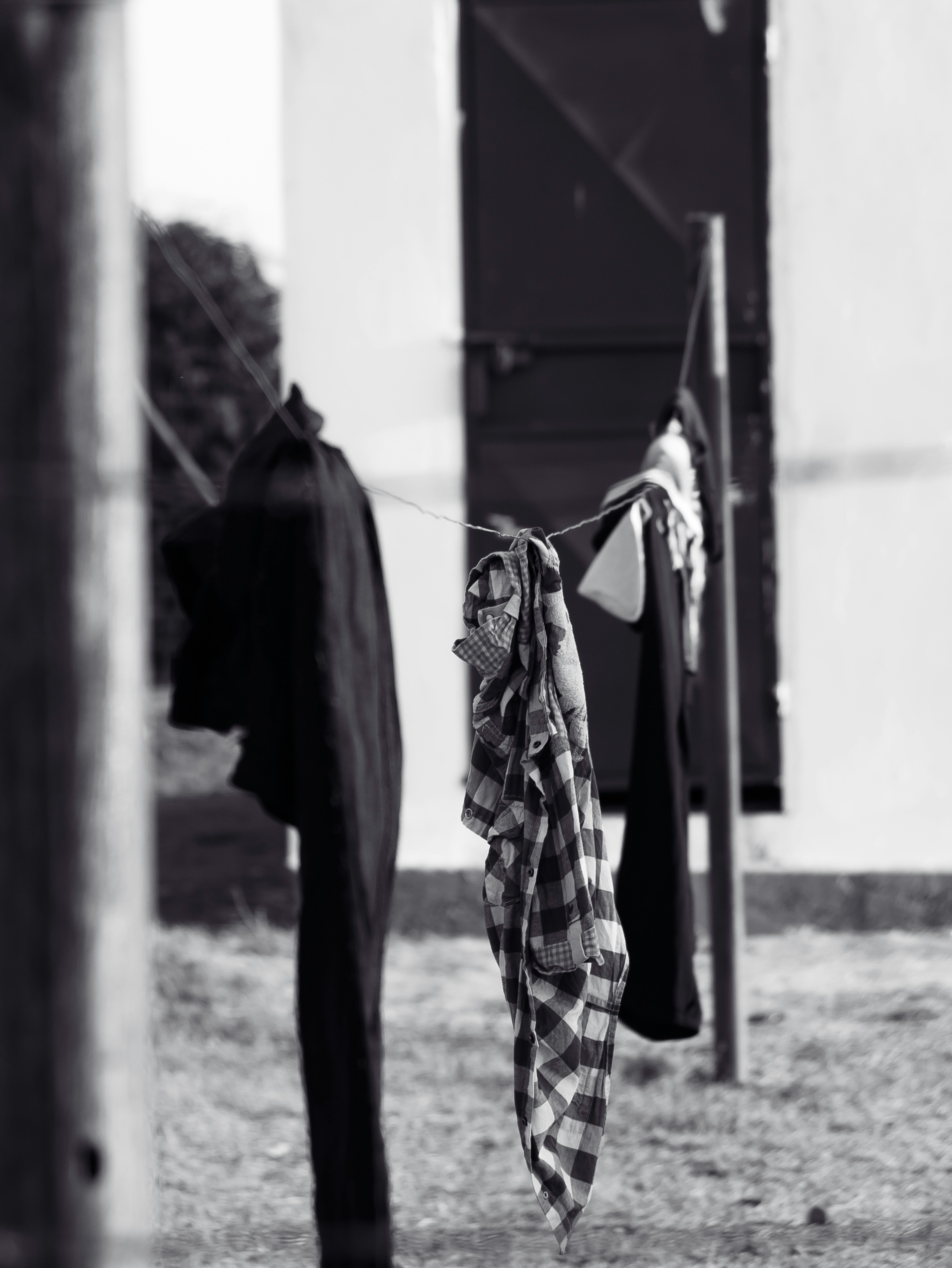 Whispers of Laundry: A Day in Black and White