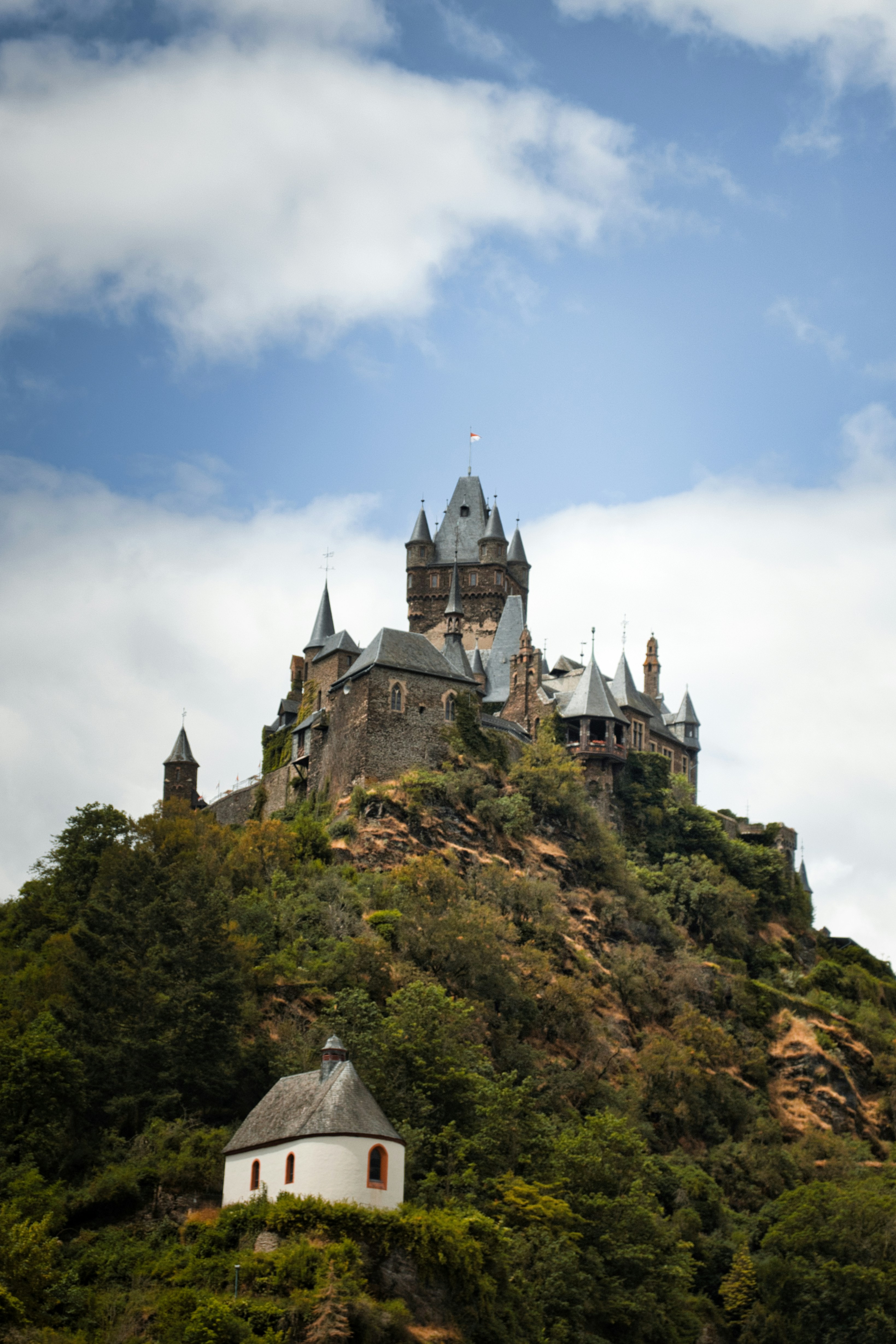 Rising Citadel: A Turreted Castle Crowned on a Verdant Crag