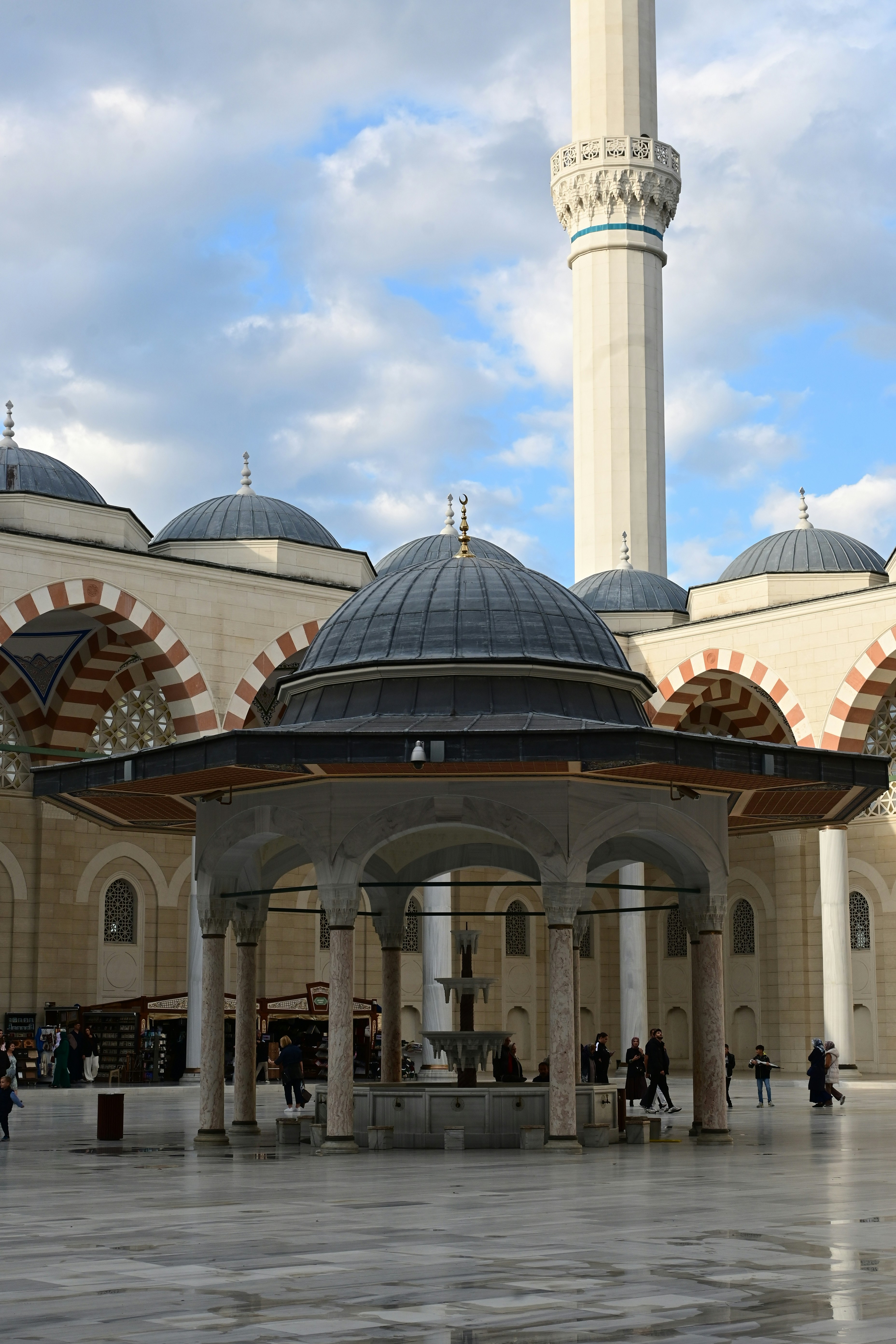 Courtyard Reverie: Domed Canopy, Arches, and a Silent Fountain