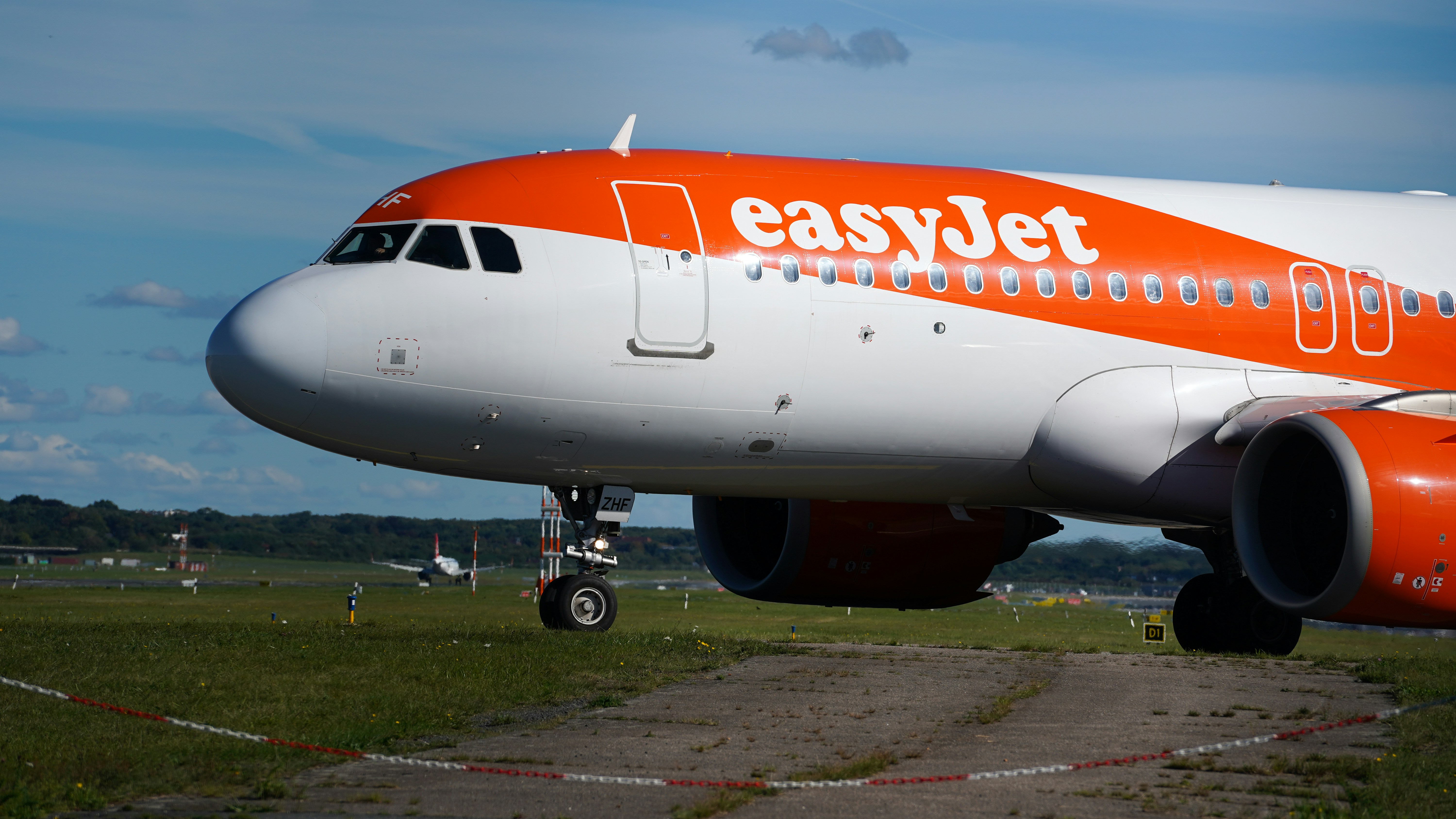 Easyjet airplane on a tarmac.