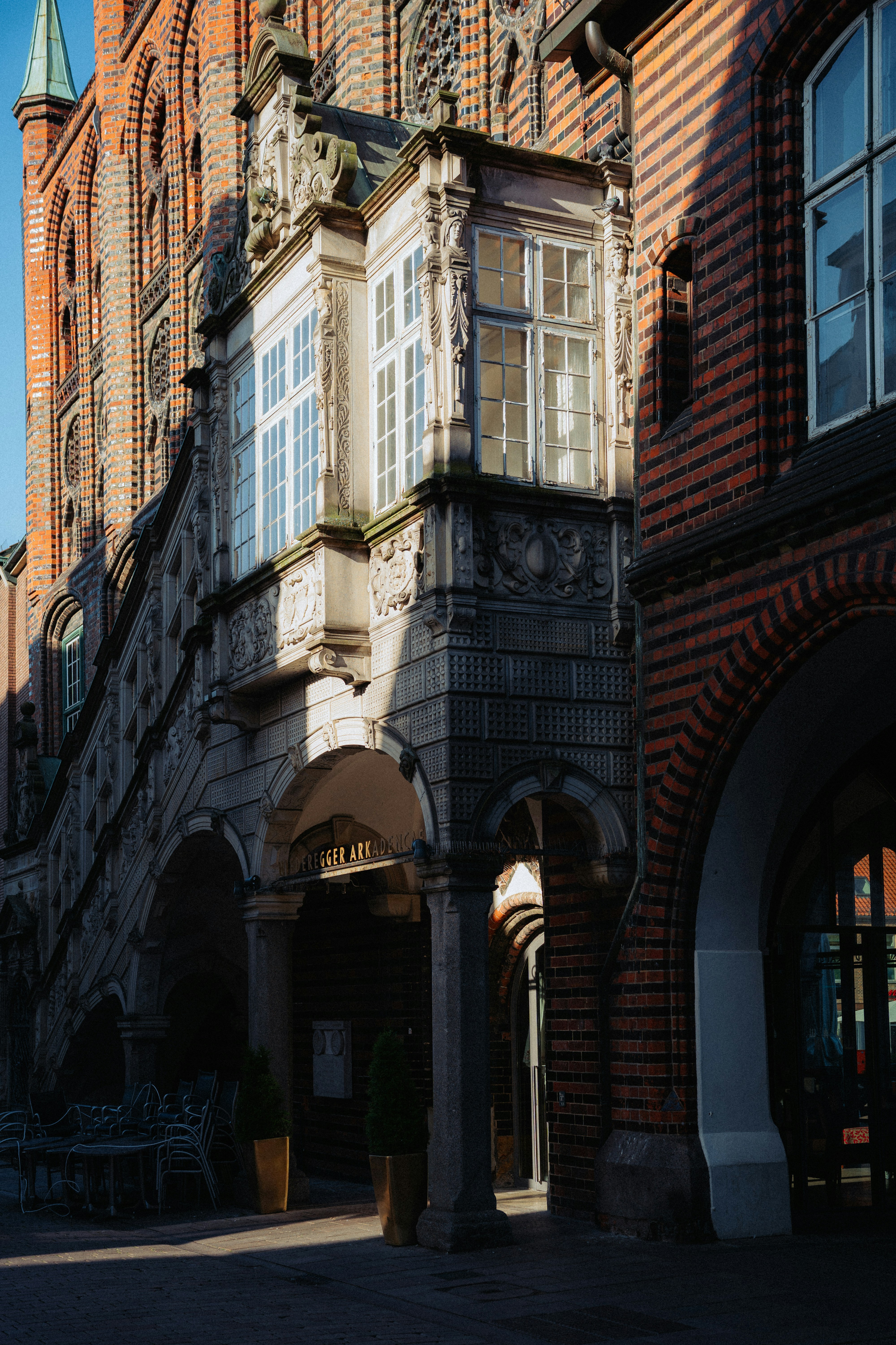 Historic brick building with ornate architectural details