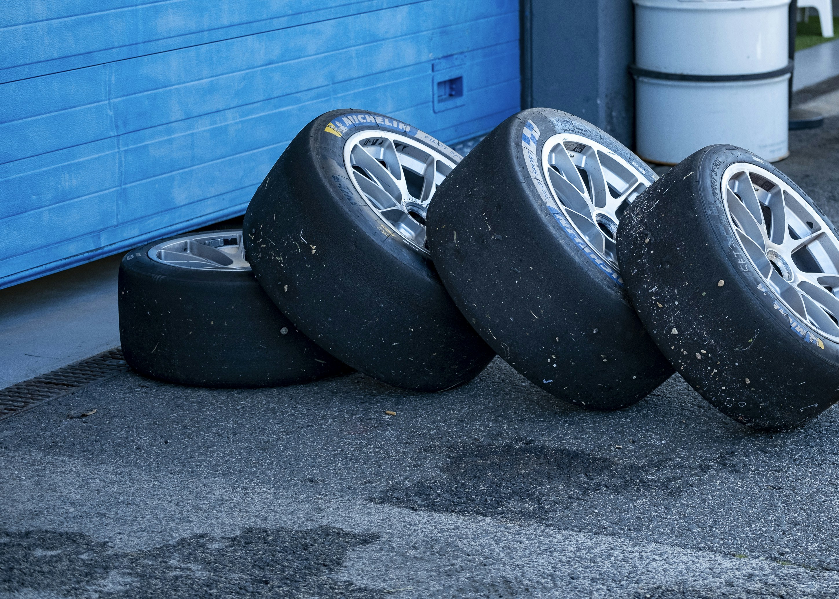 The Aftermath of Speed: Tires Resting Post-Race