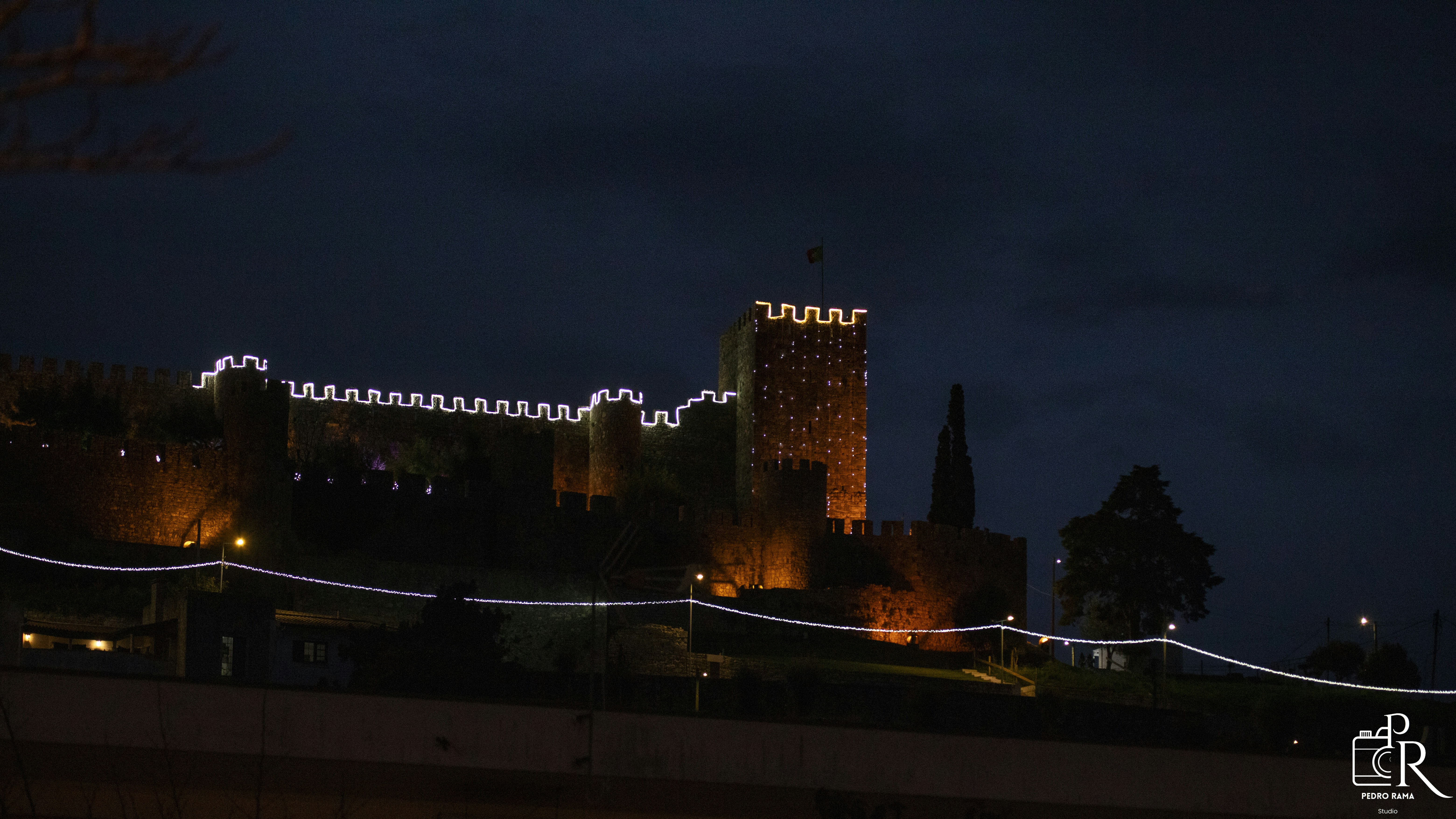 Illuminated Fortress at Dusk