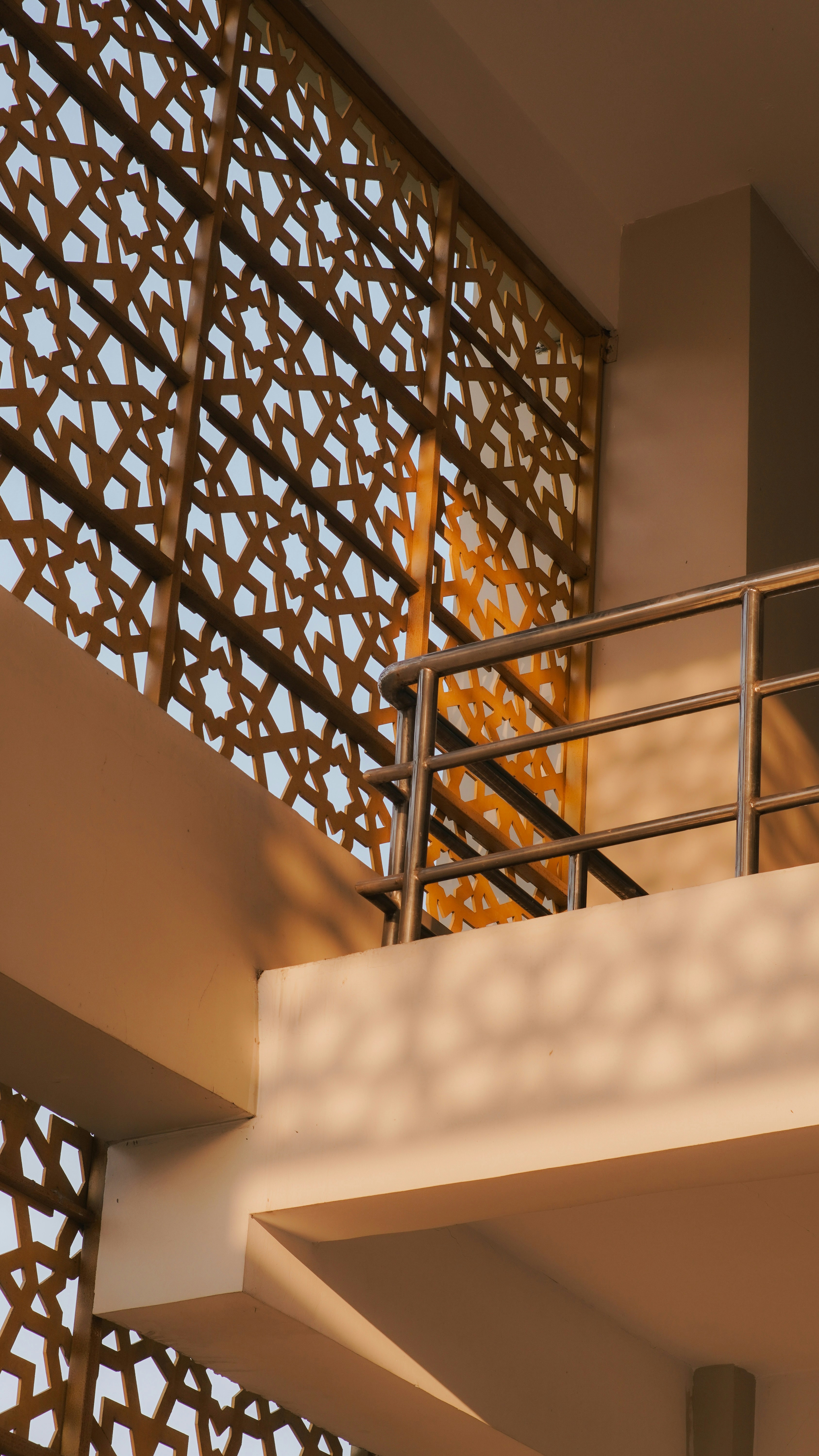 Middle east themed corner | Ornate geometric screen with sunlight and shadows.