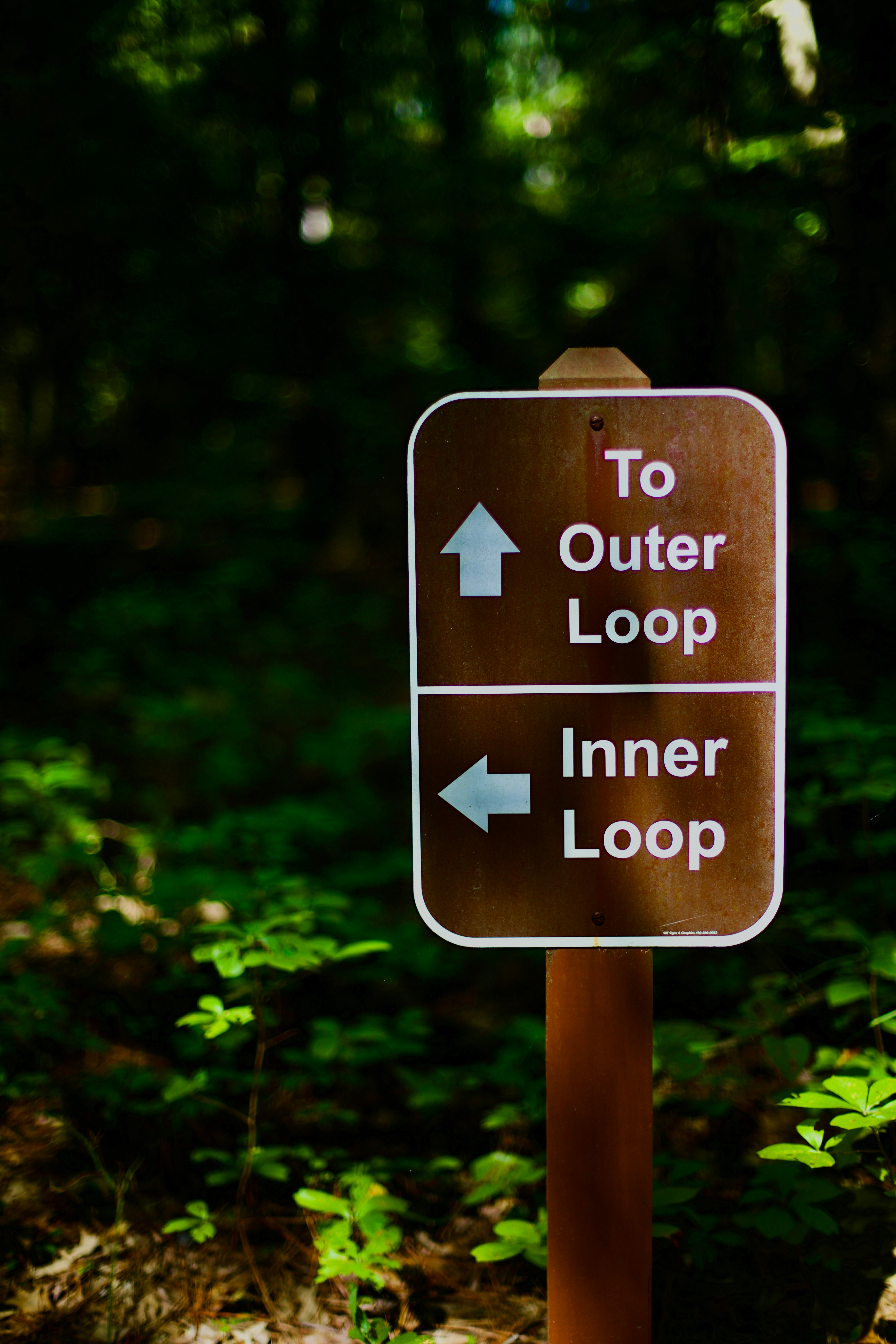 Trail sign for outer loop and inner loop
