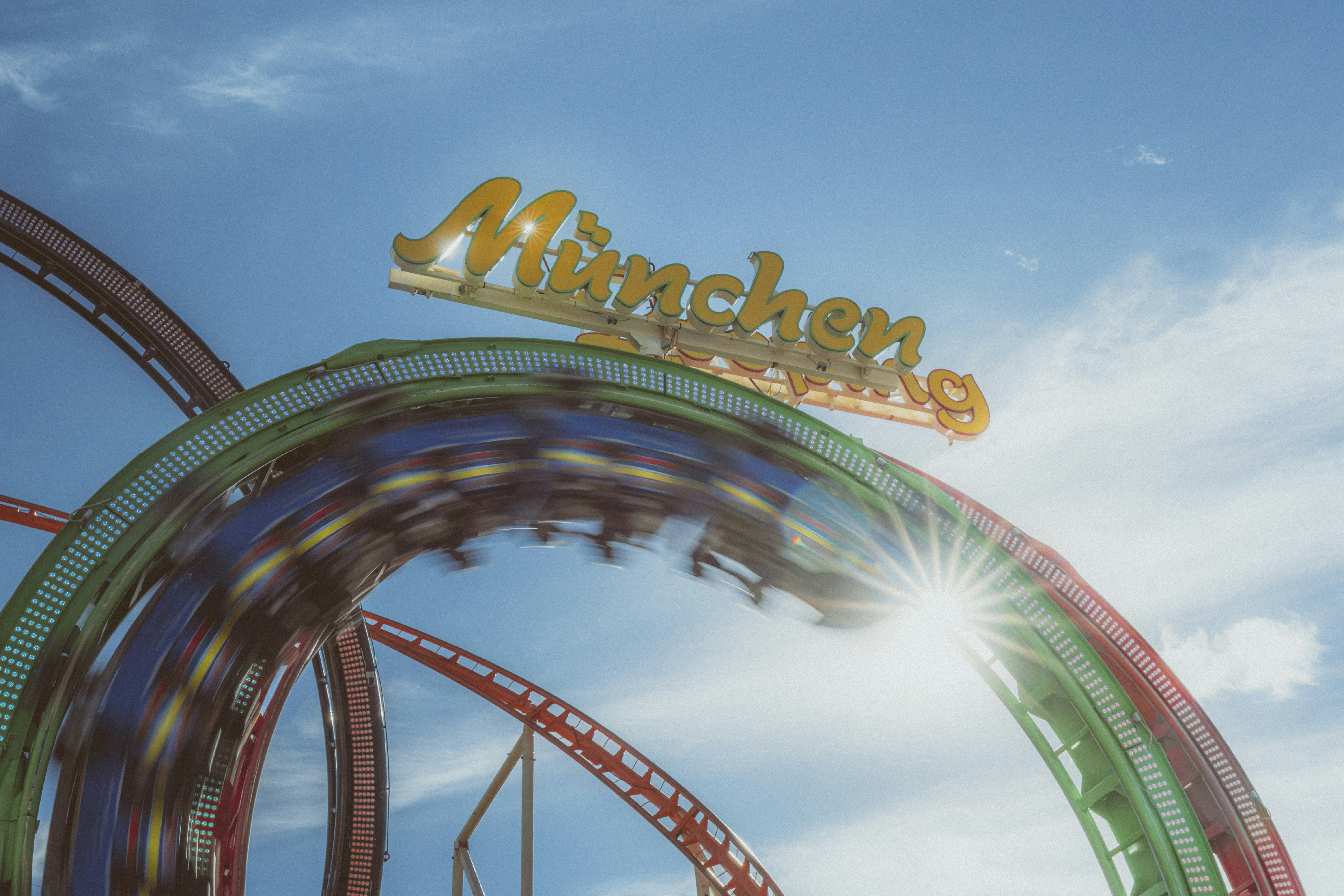 Sunburst Through München's Whirling Roller-Coaster Loop