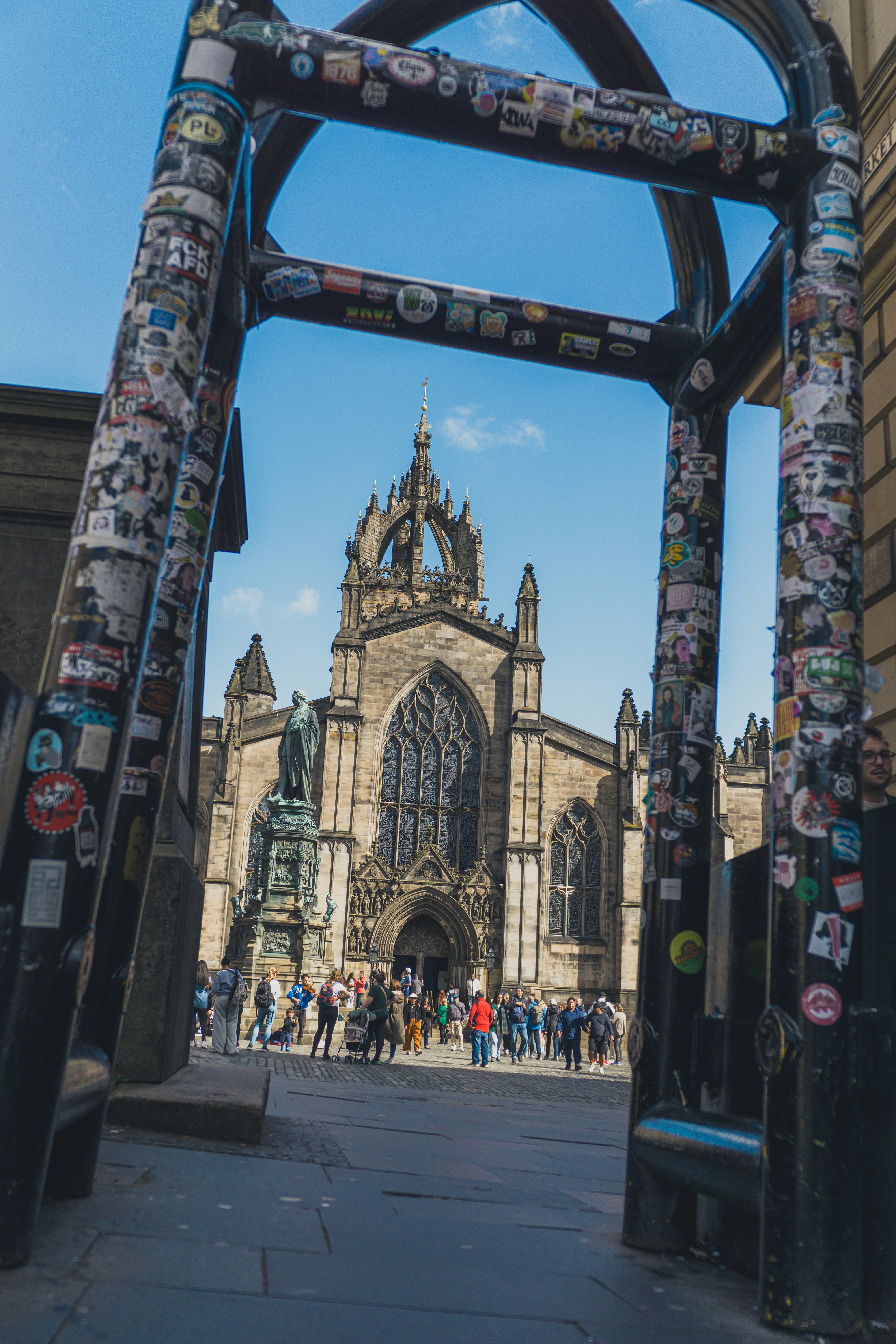 Under a Stickered Arch, a Gothic Cathedral Opens to the Crowd