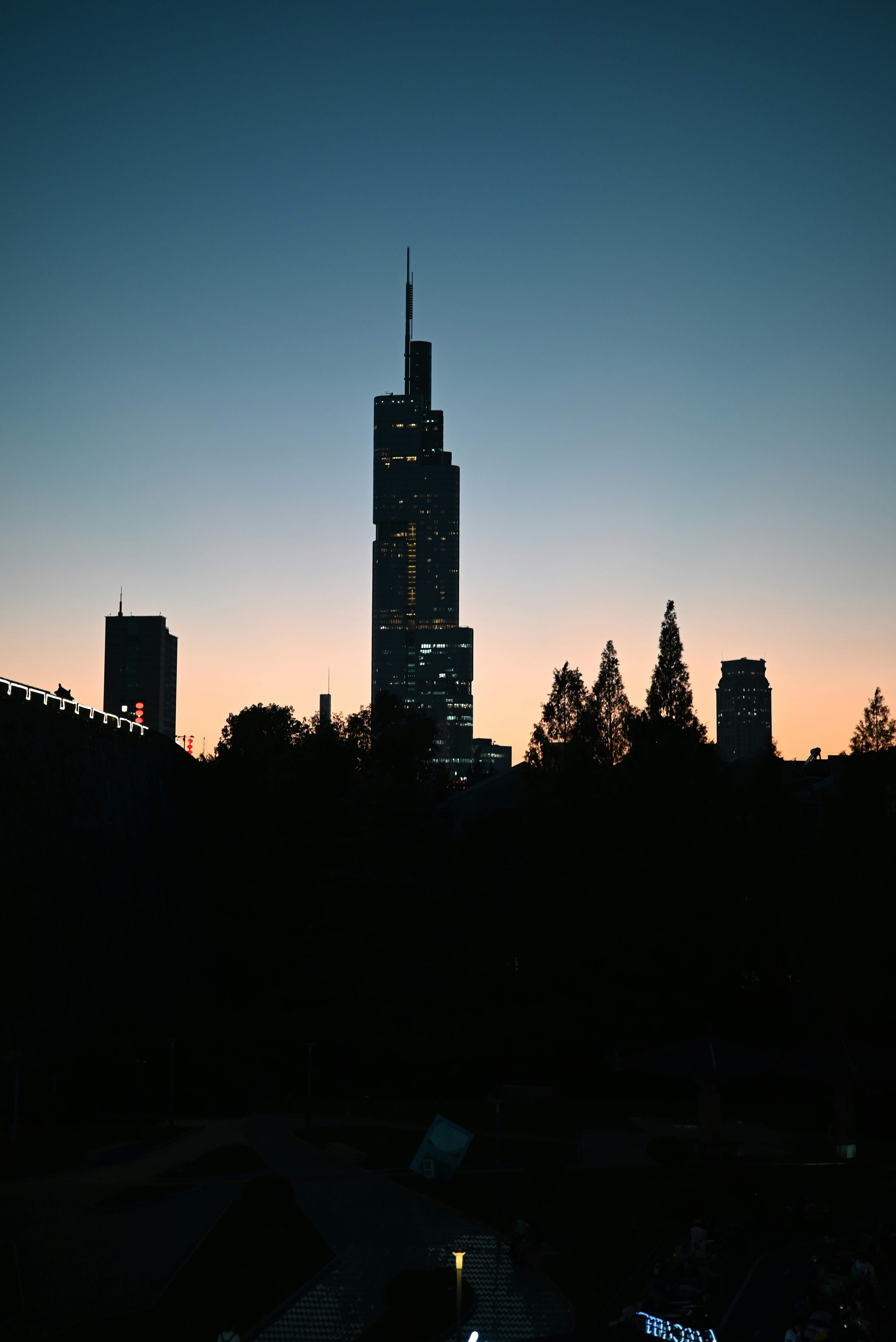 Silhouette Symphony: Urban Skyline at Dusk