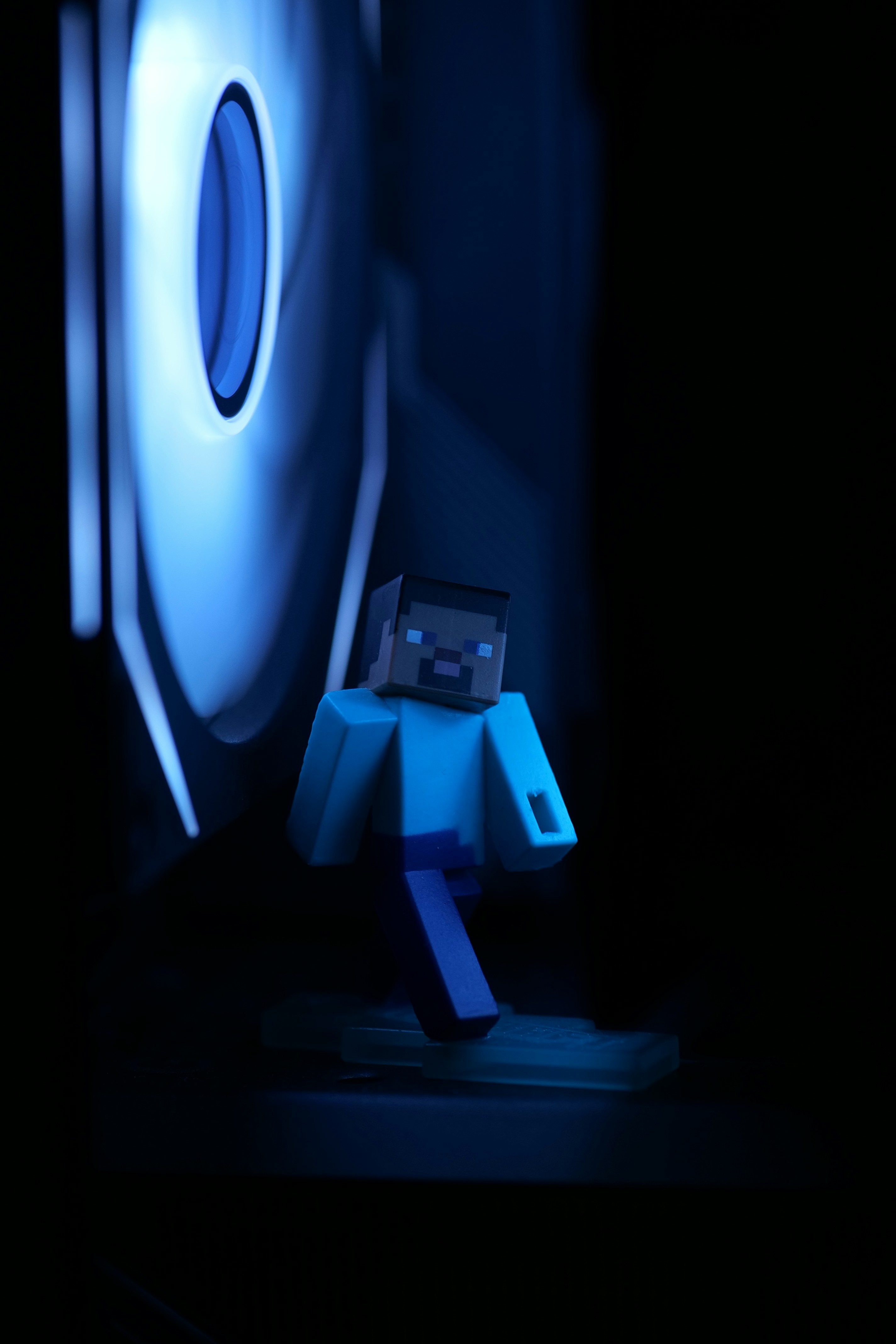 Minecraft steve toy in blue light photo – Free Dark background Image on ...