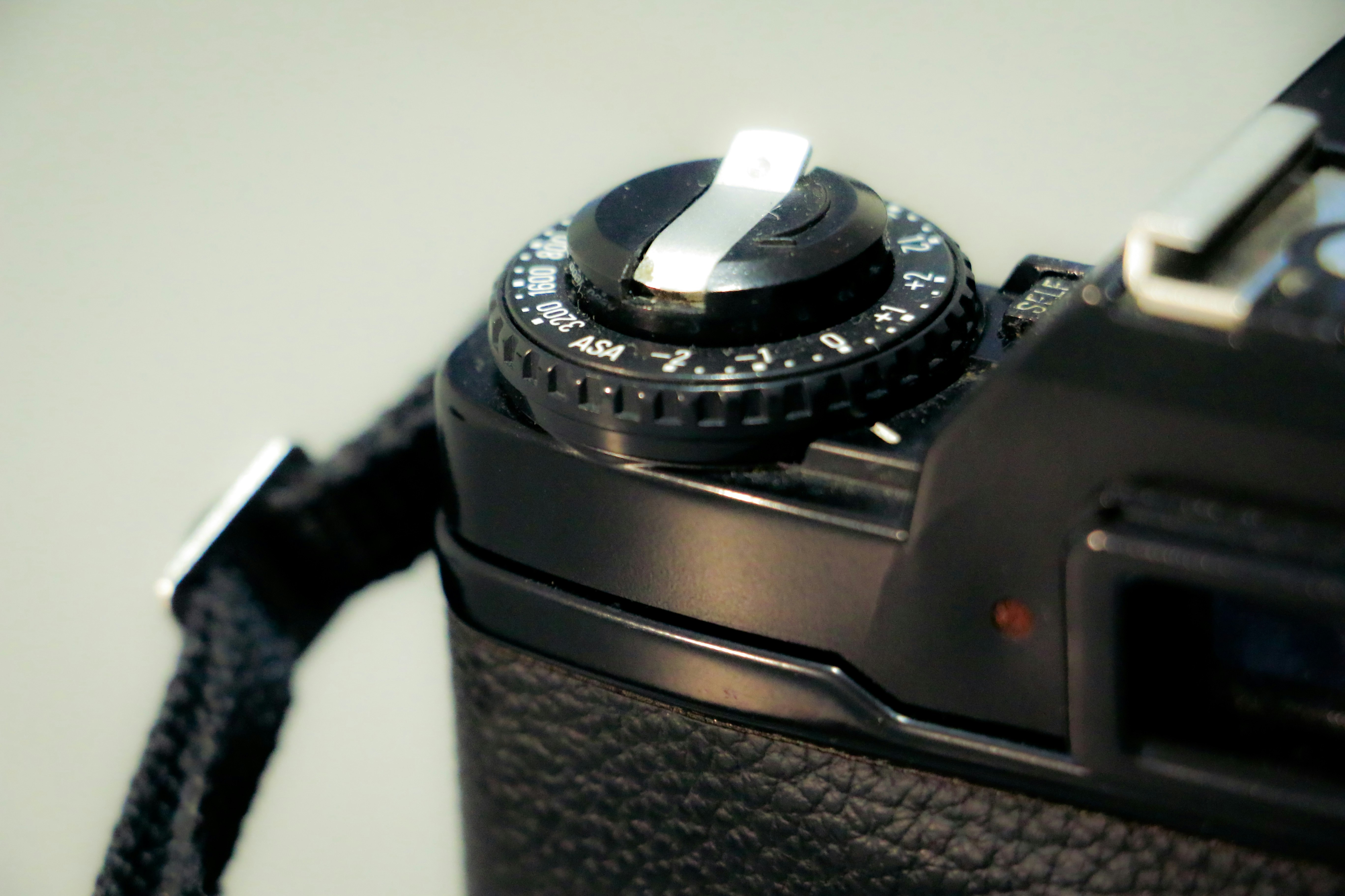 Close-up of a camera's iso dial