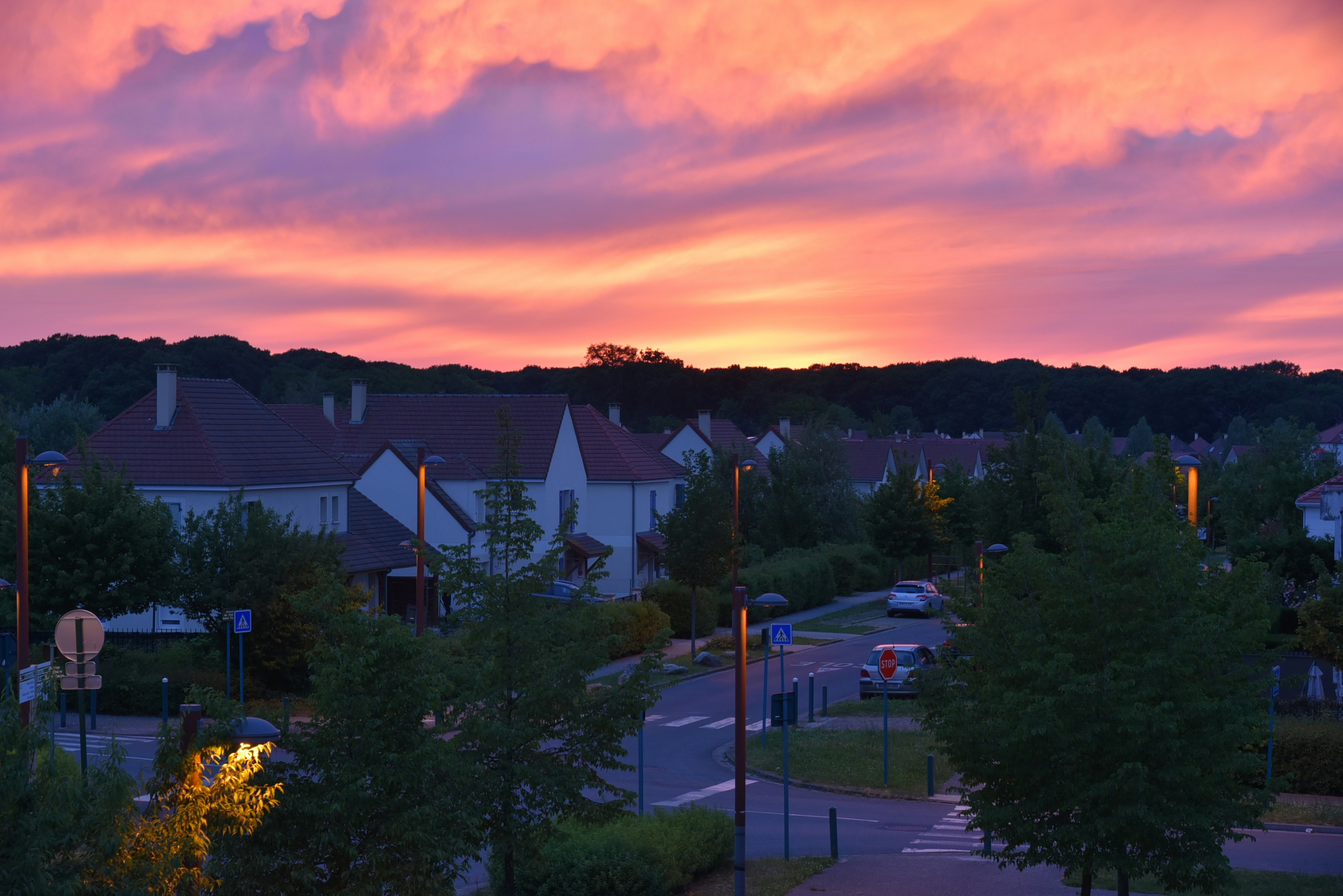Twilight's Embrace Over Suburban Serenity