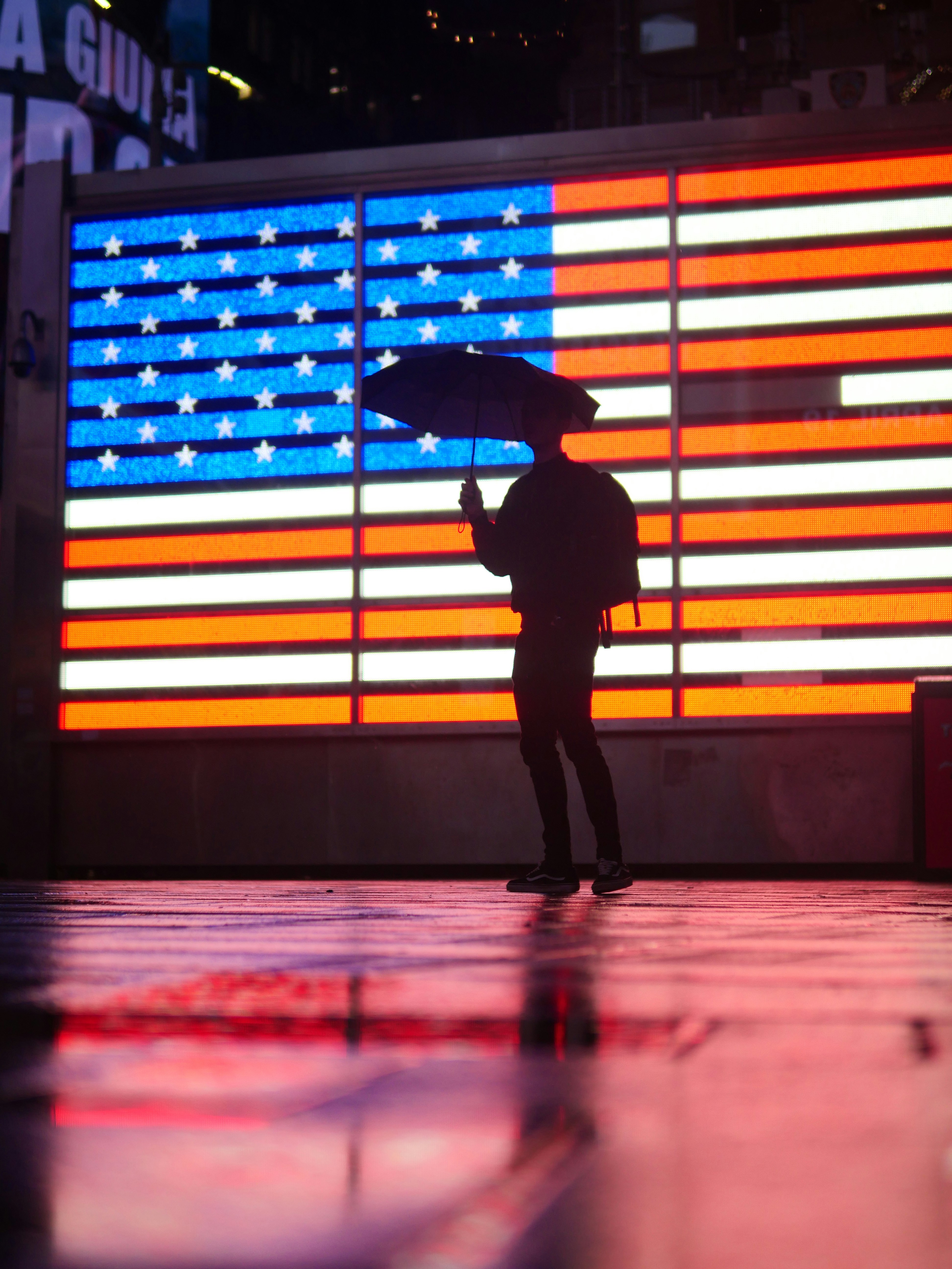 Umbrella in the Glow of Patriotism