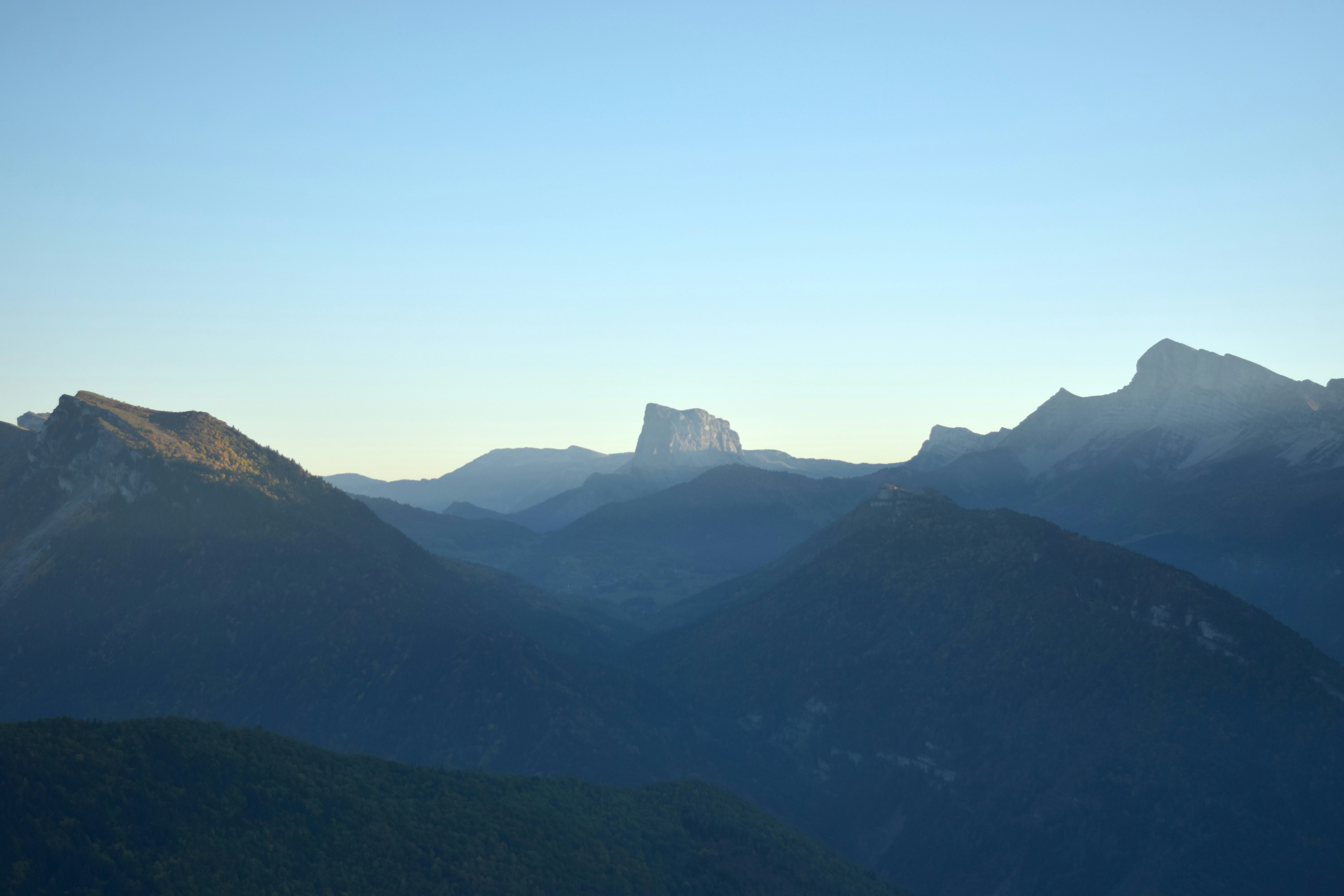 Mountain range under a clear blue sky