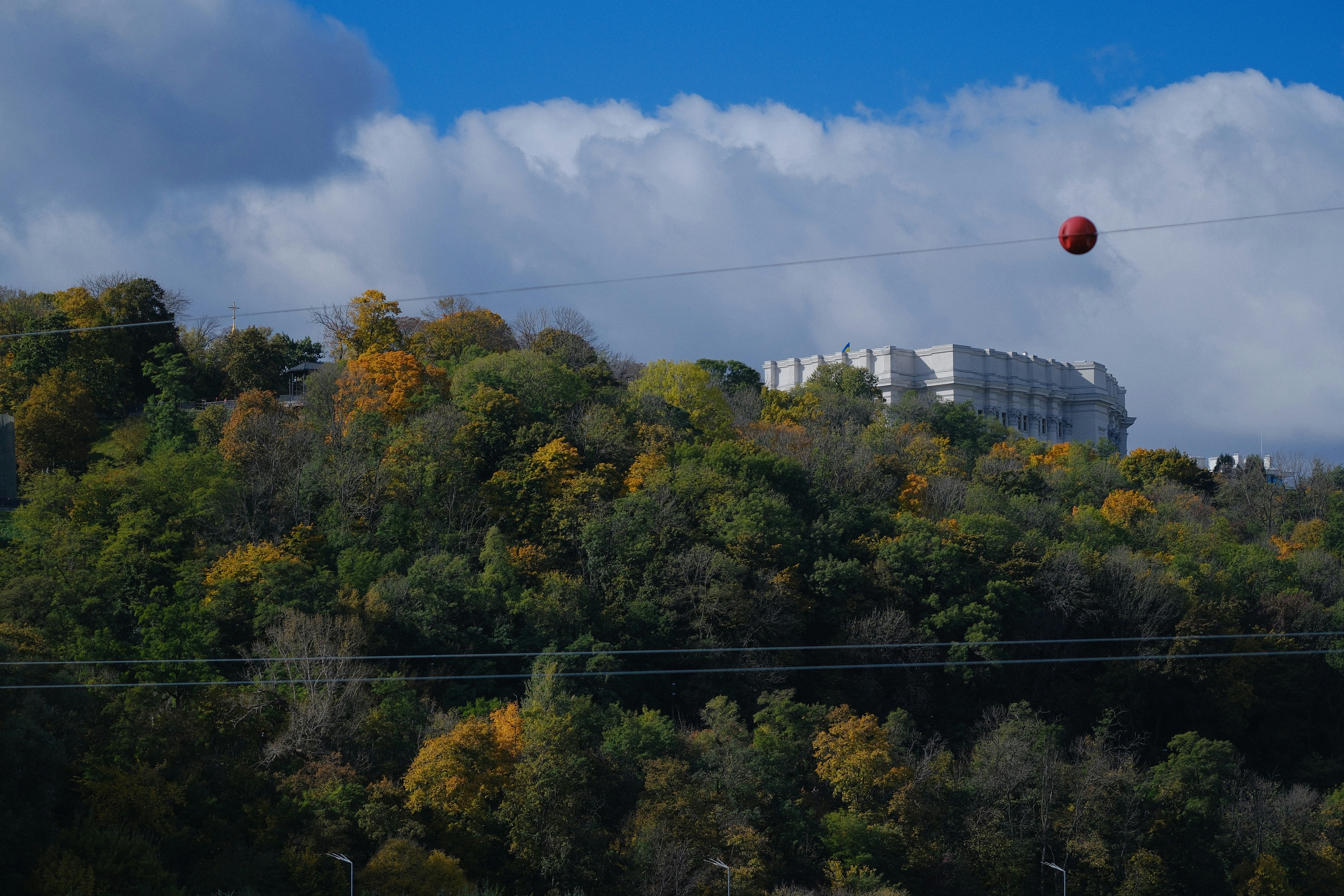 Autumn's Embrace Above Urban Landscapes