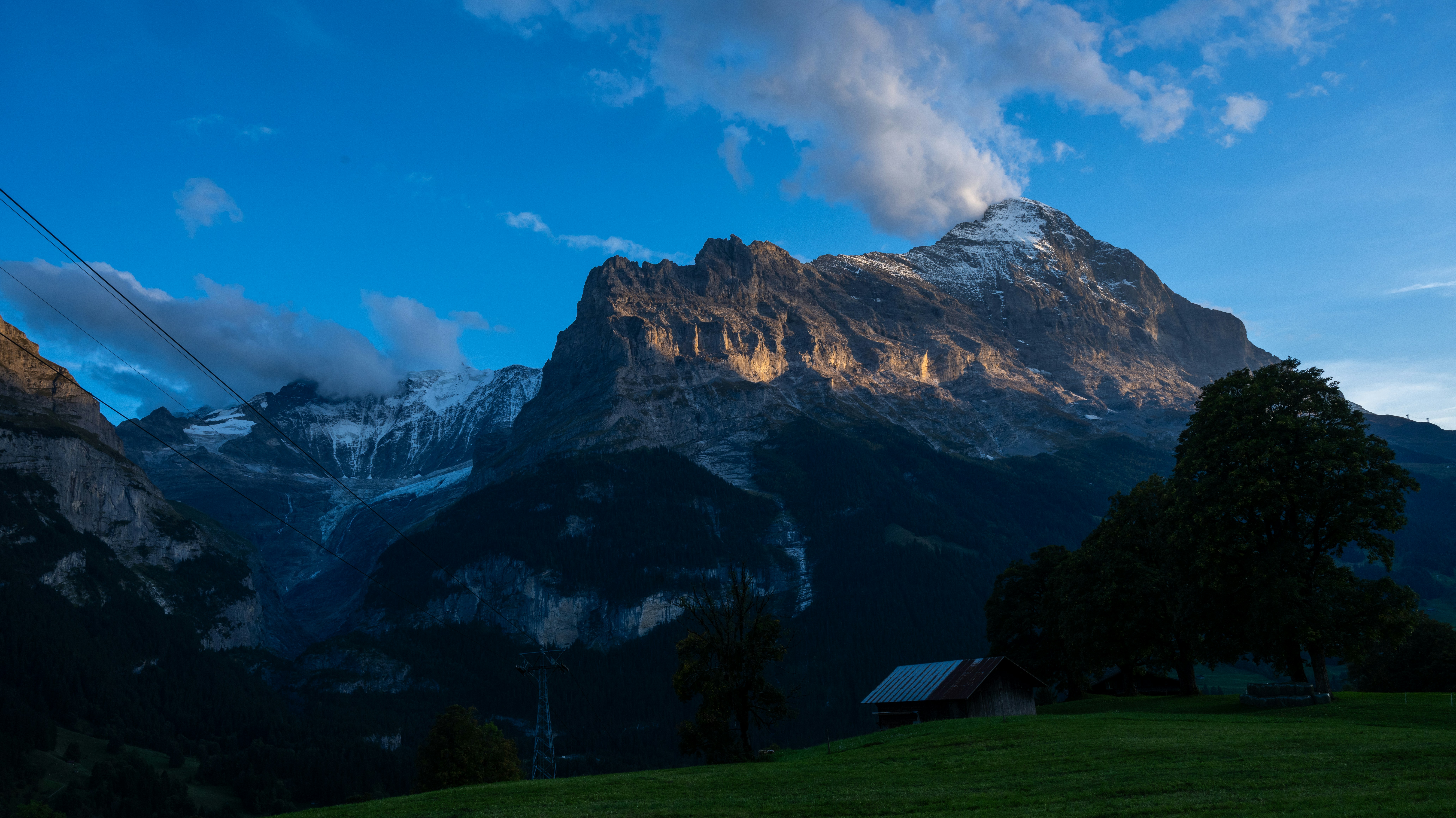 Alpine Crest in Warm Light Over a Quiet Meadow