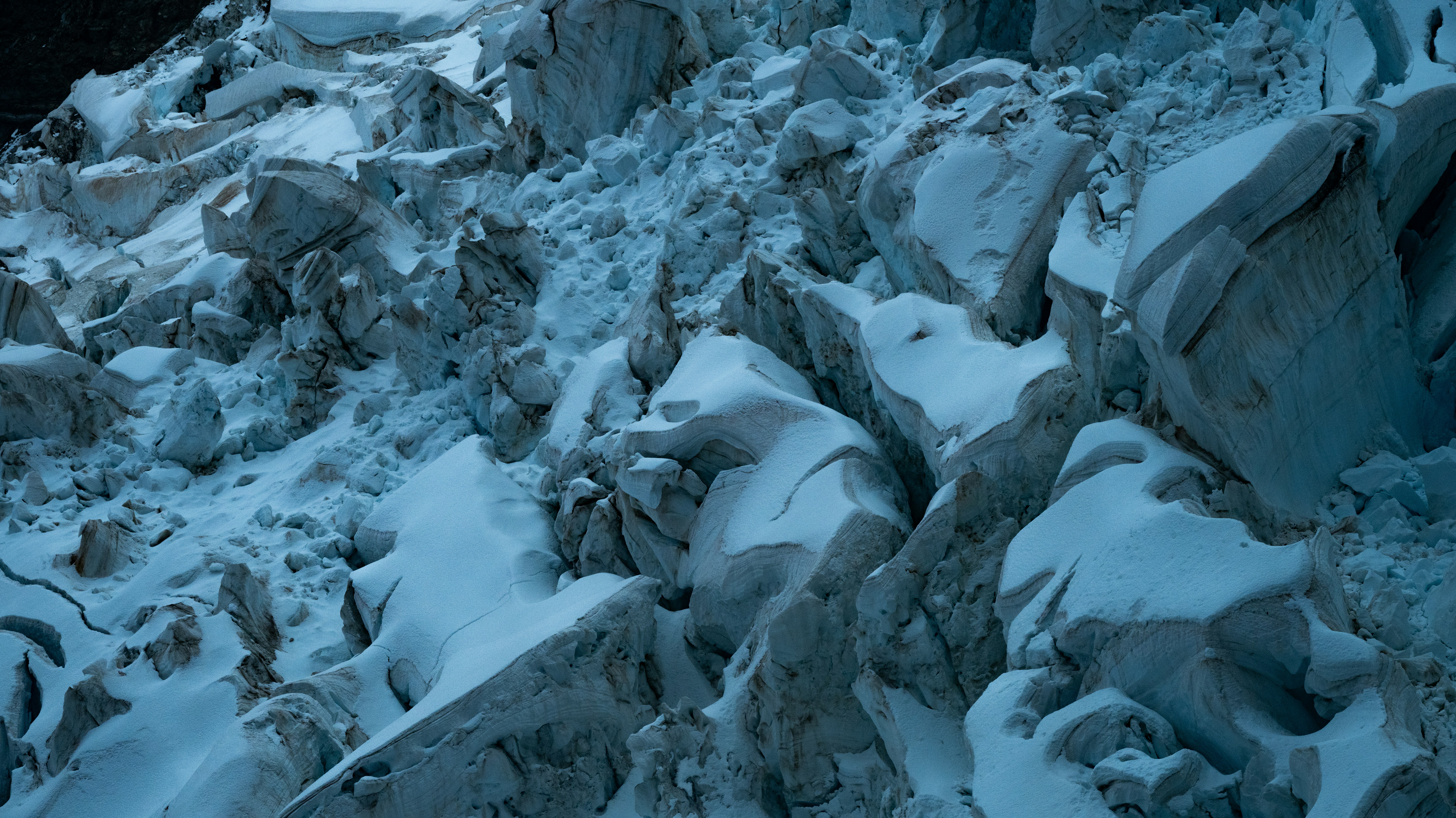 Cracked ice and snow in a glacial landscape