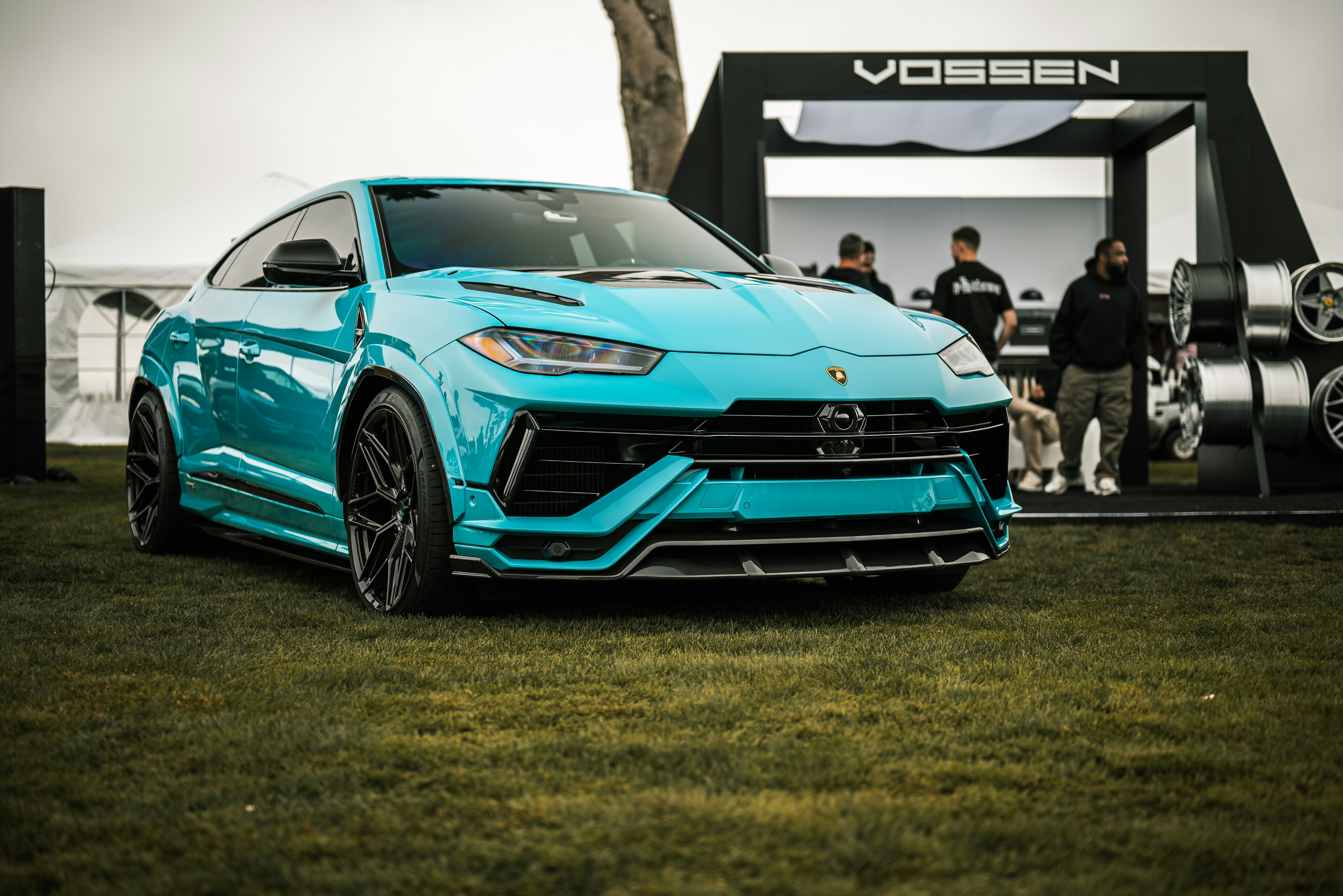Turquoise Bull at the Vossen Booth: A Lamborghini on Display