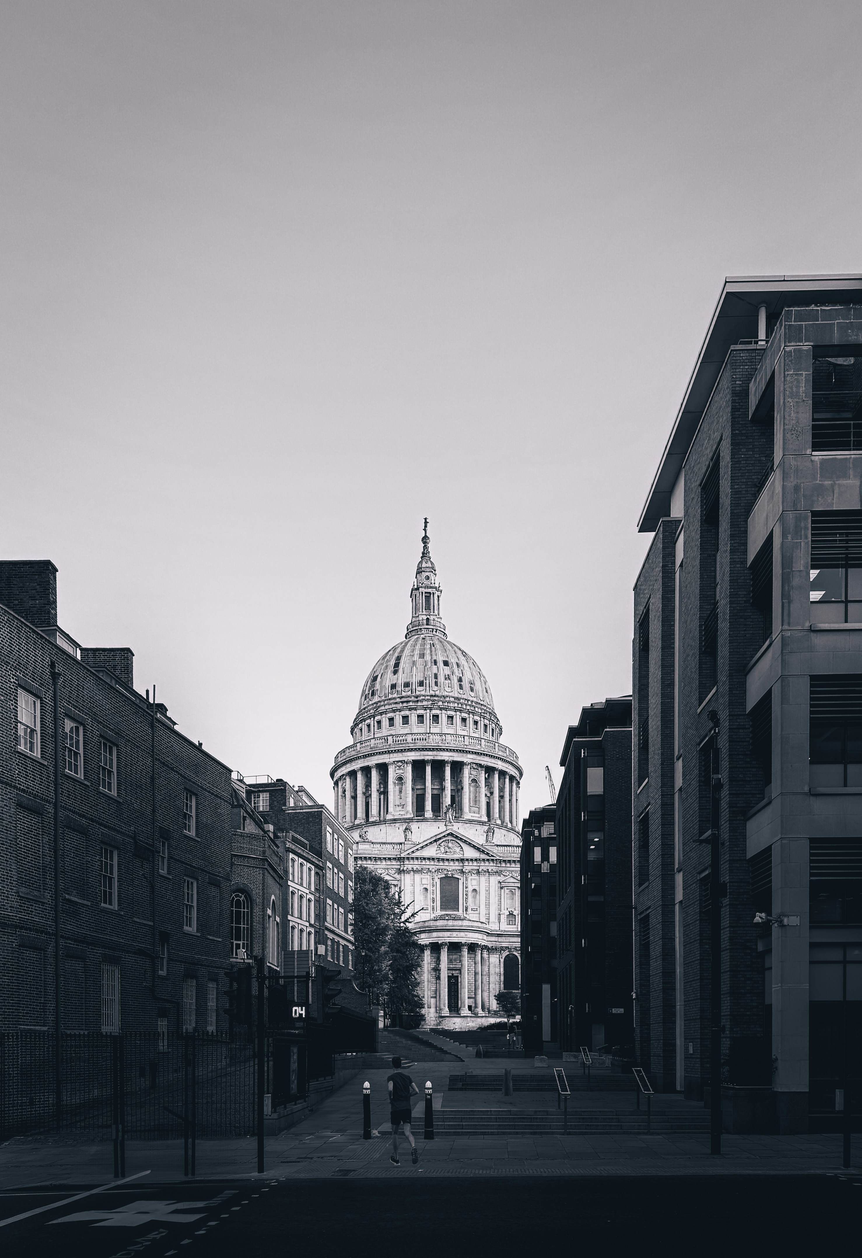 St. paul's cathedral viewed between city buildings