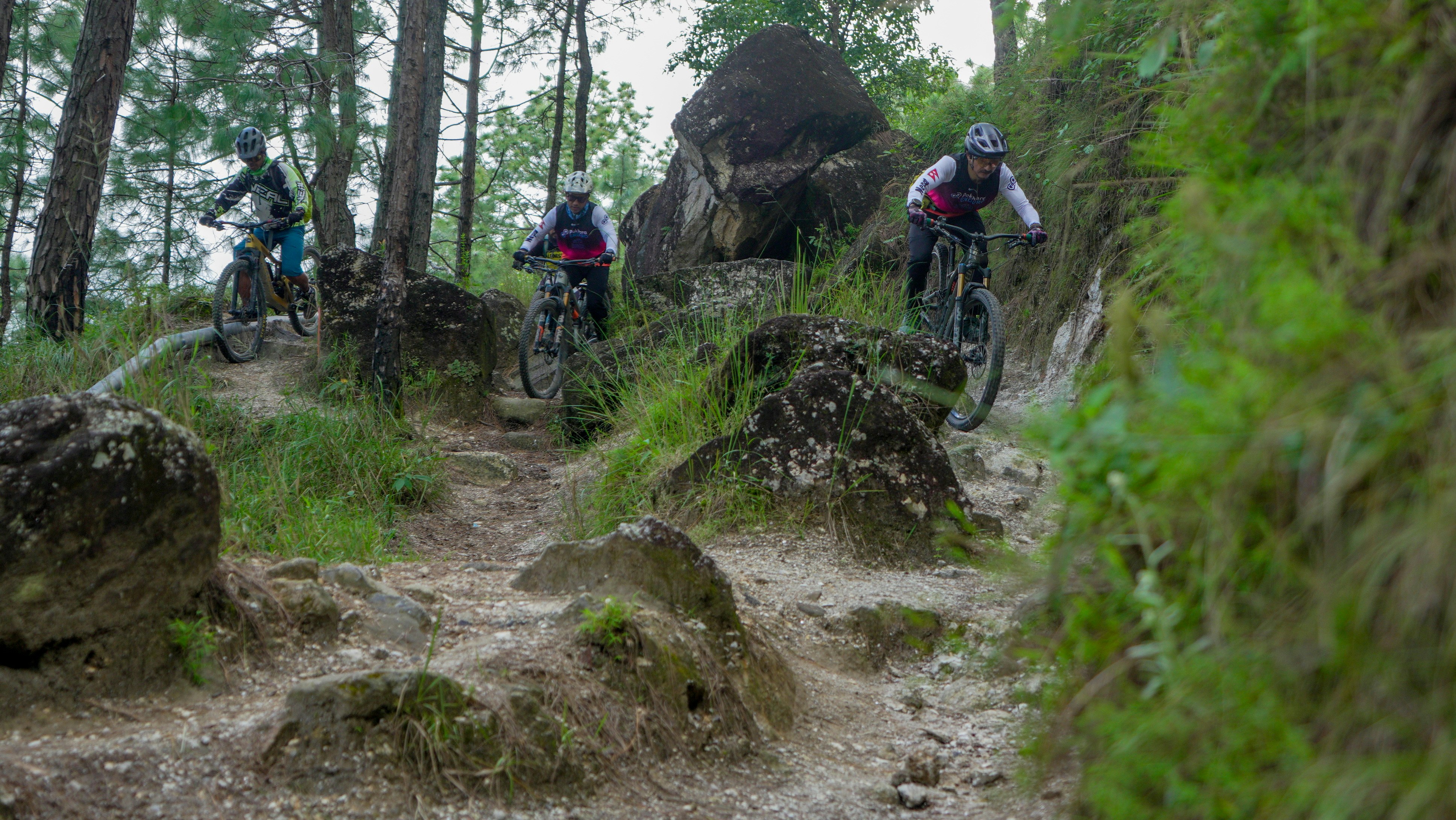 Ridge Run: Three MTB Riders Thread a Rocky Forest Trail