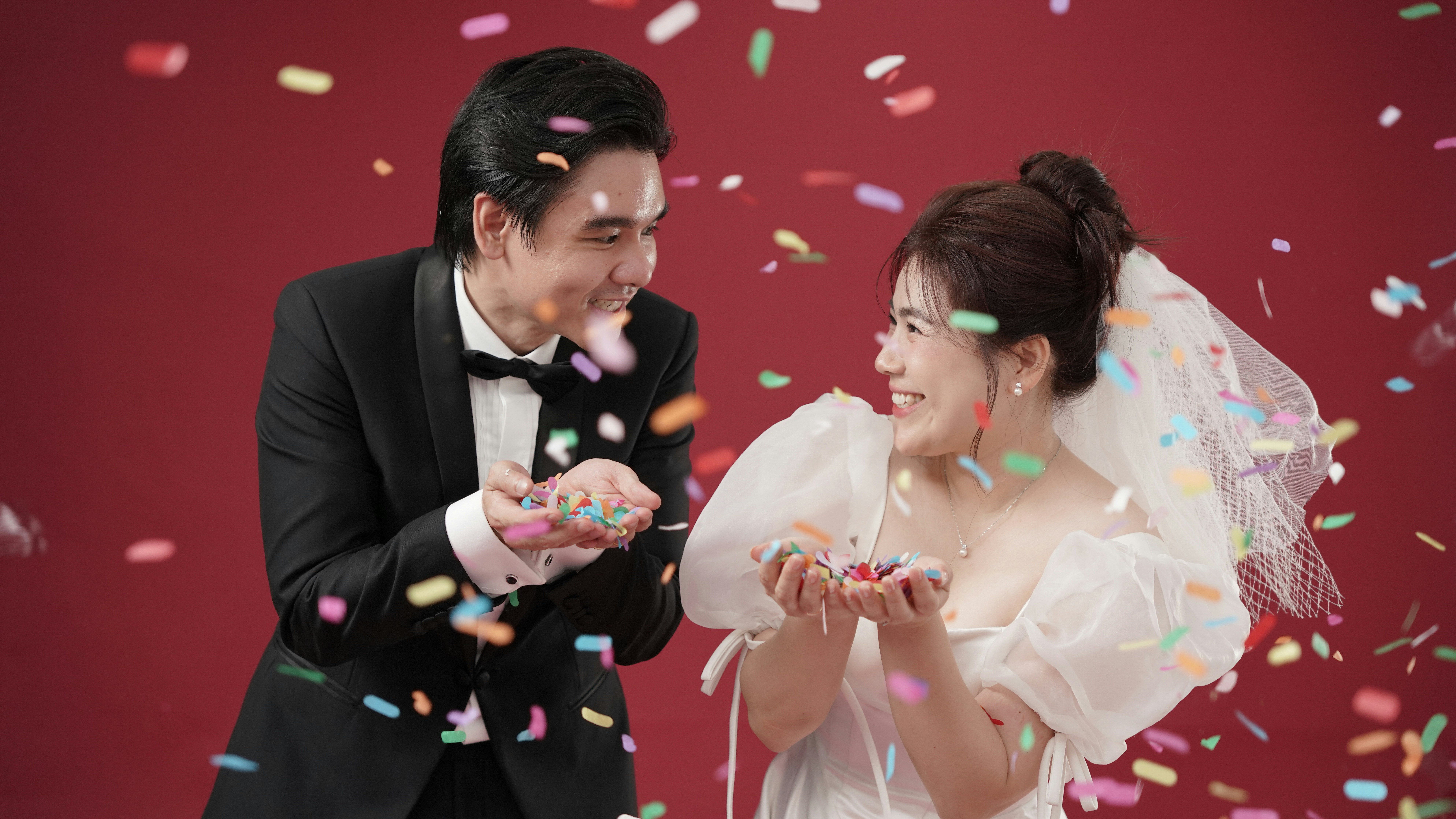 Joyful Celebration Amidst Colorful Confetti