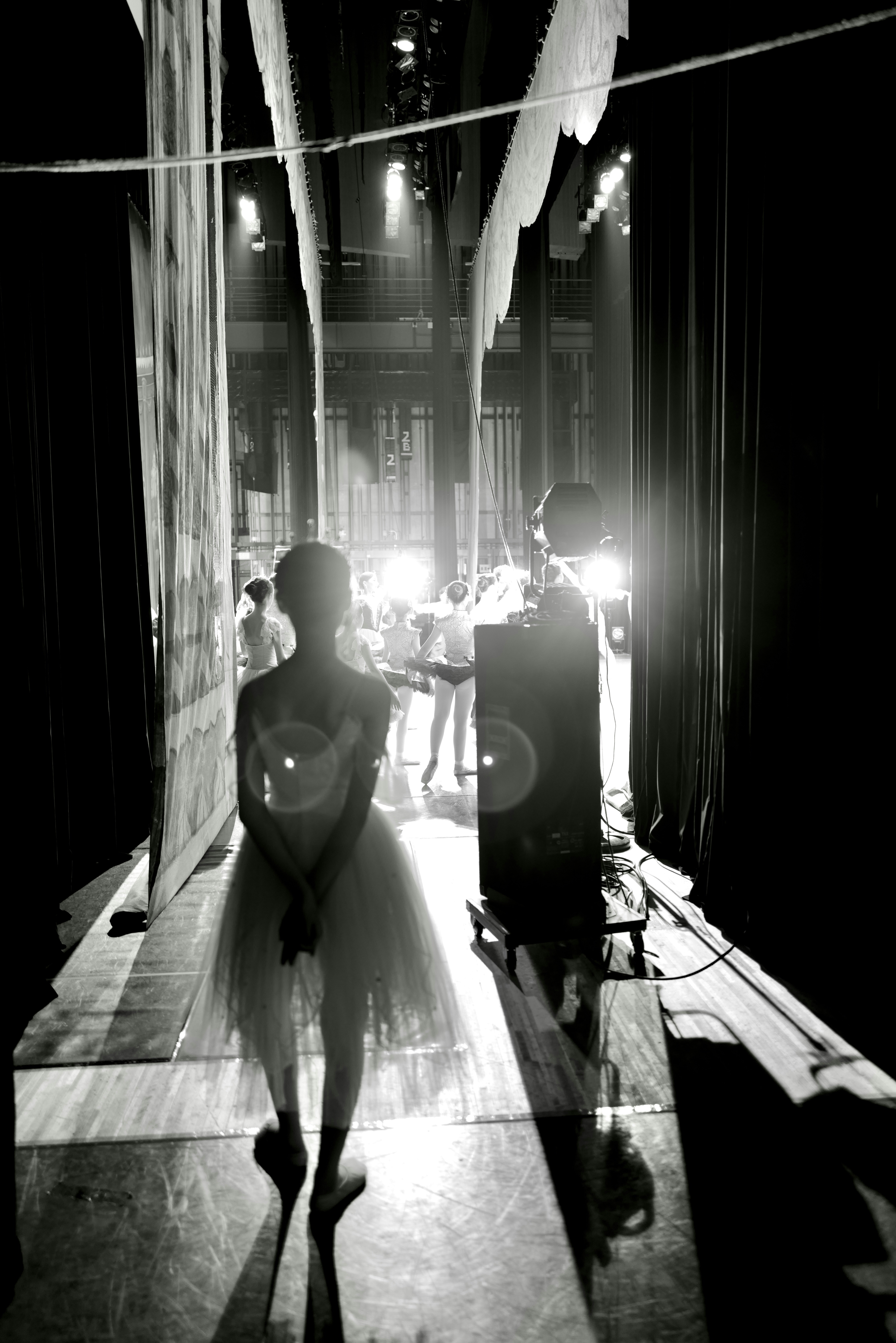Ballerinas backstage in a theater