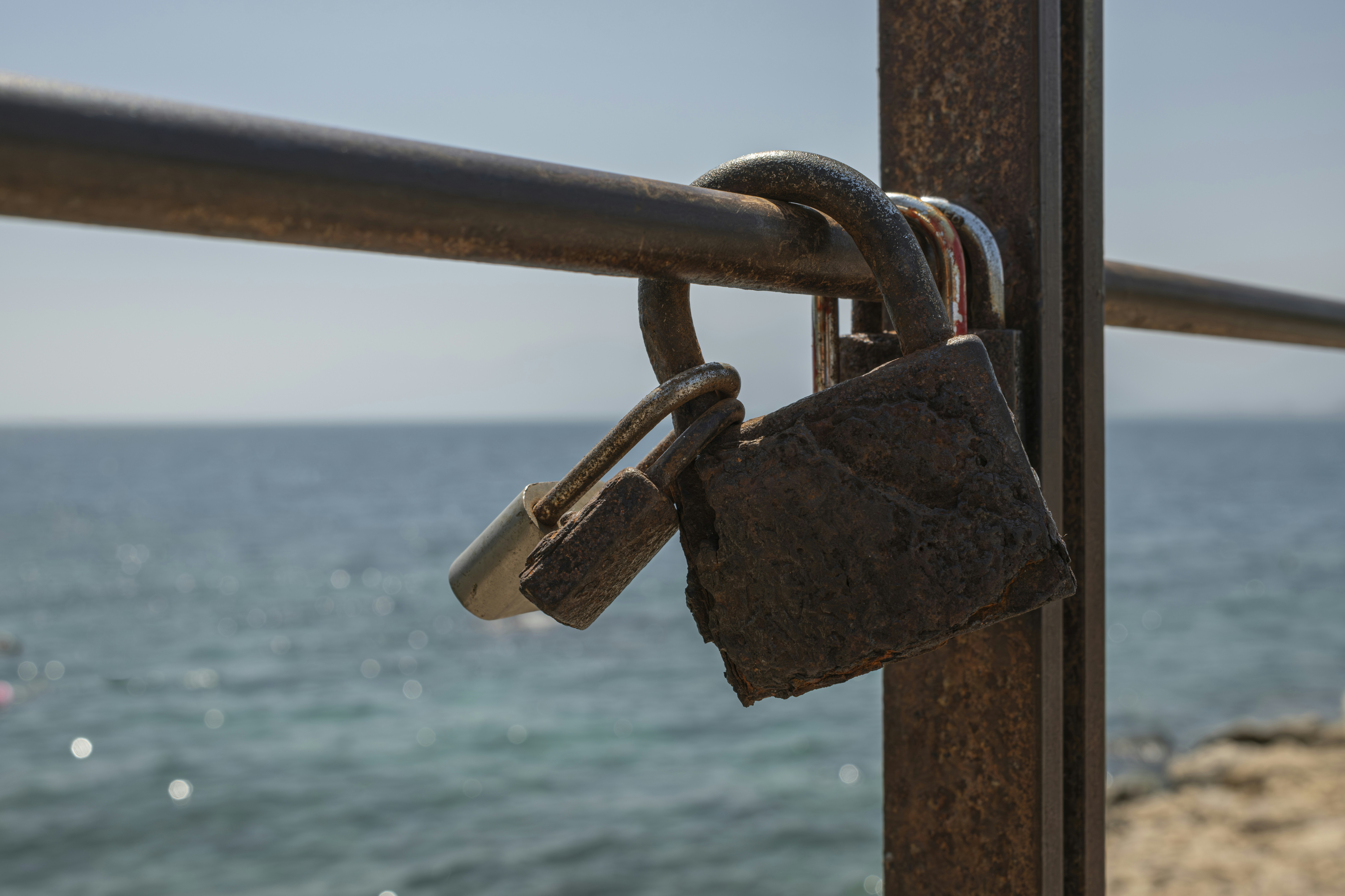 Rusted Promises on a Seaside Gate