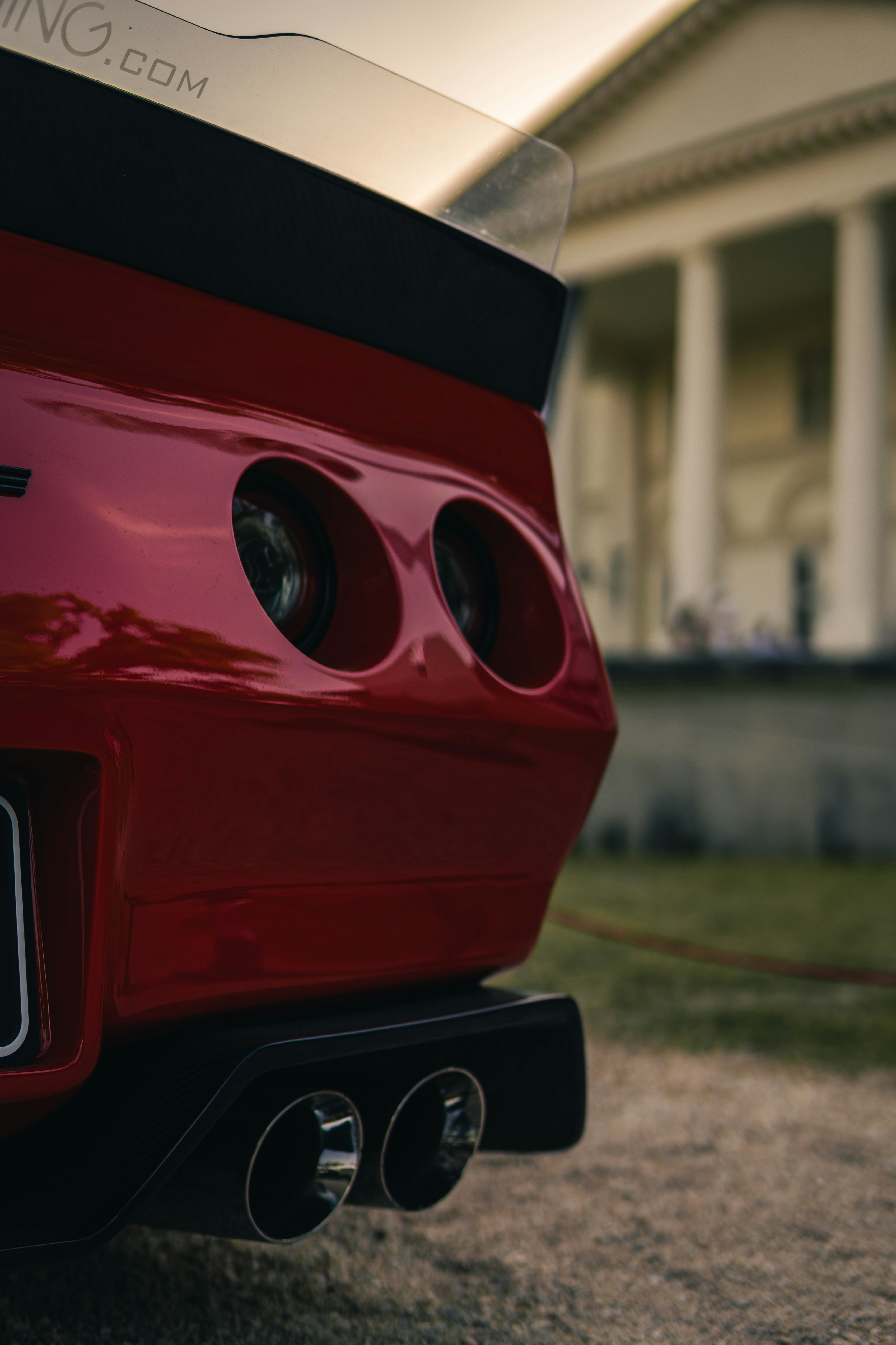 Crimson Rear: Dual Exhausts and Glossy Contours
