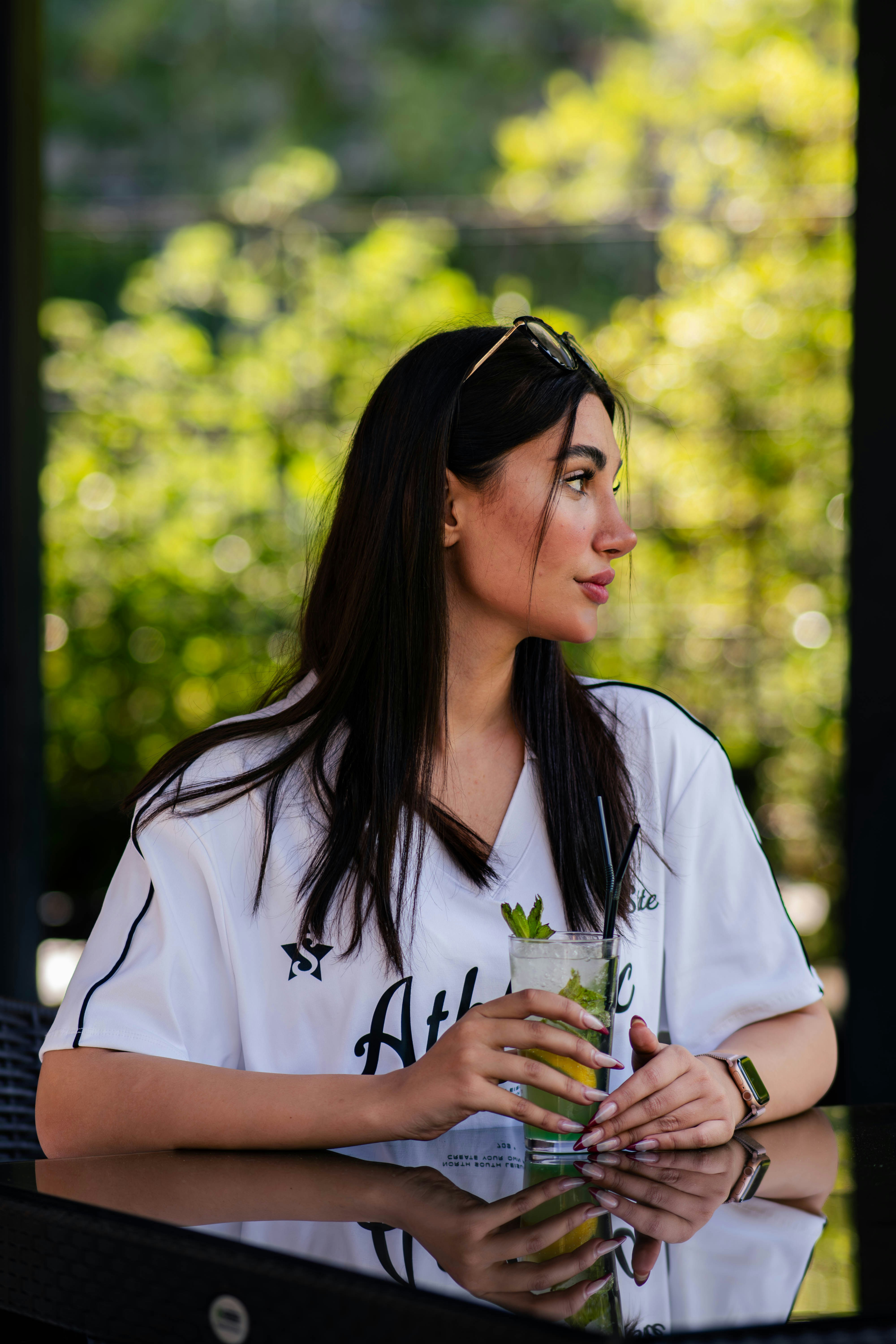 Minted Moment: Profile Portrait on a Sunlit Patio