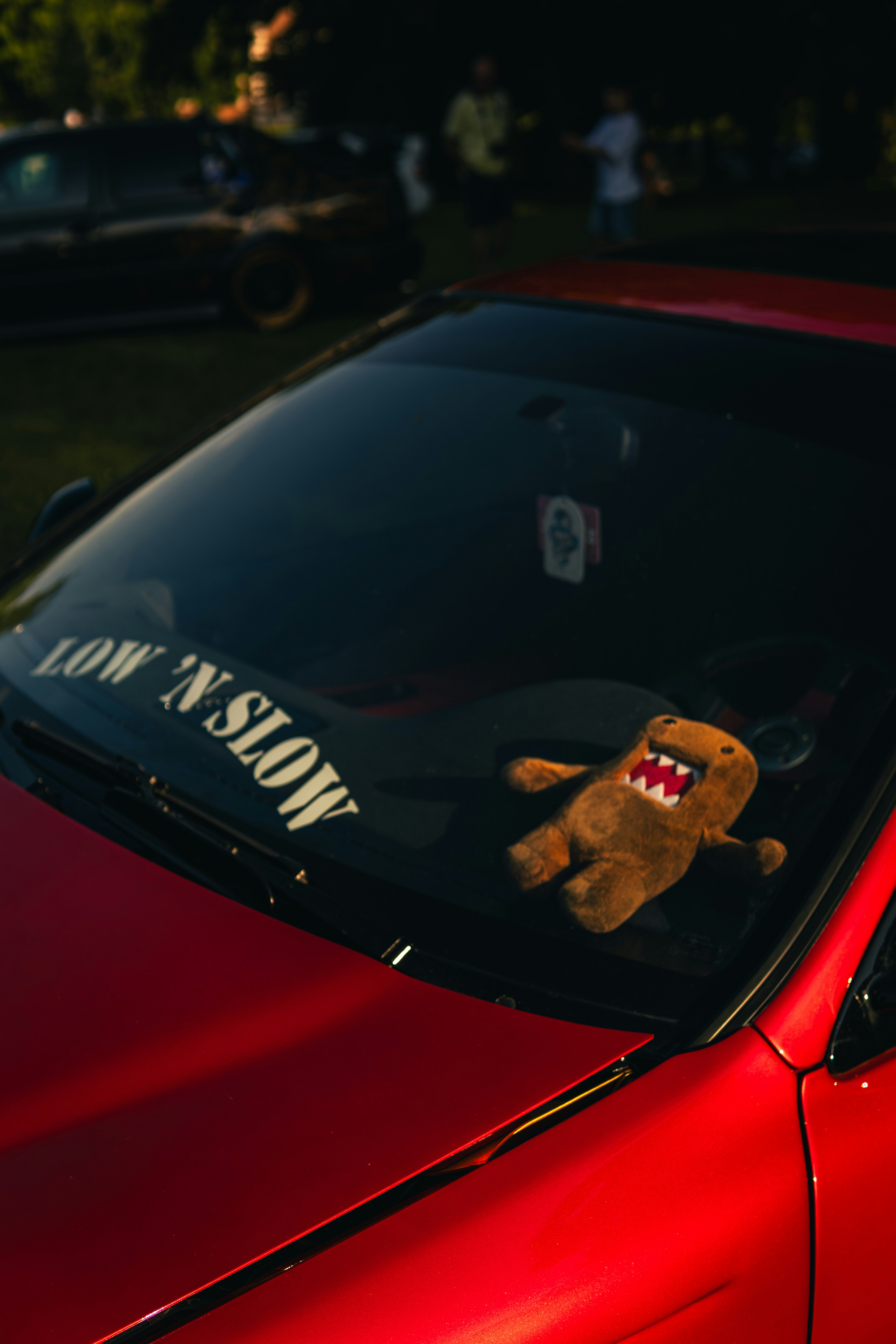 Crimson Coupe, Plush Co-Pilot: A Night Drive Snapshot