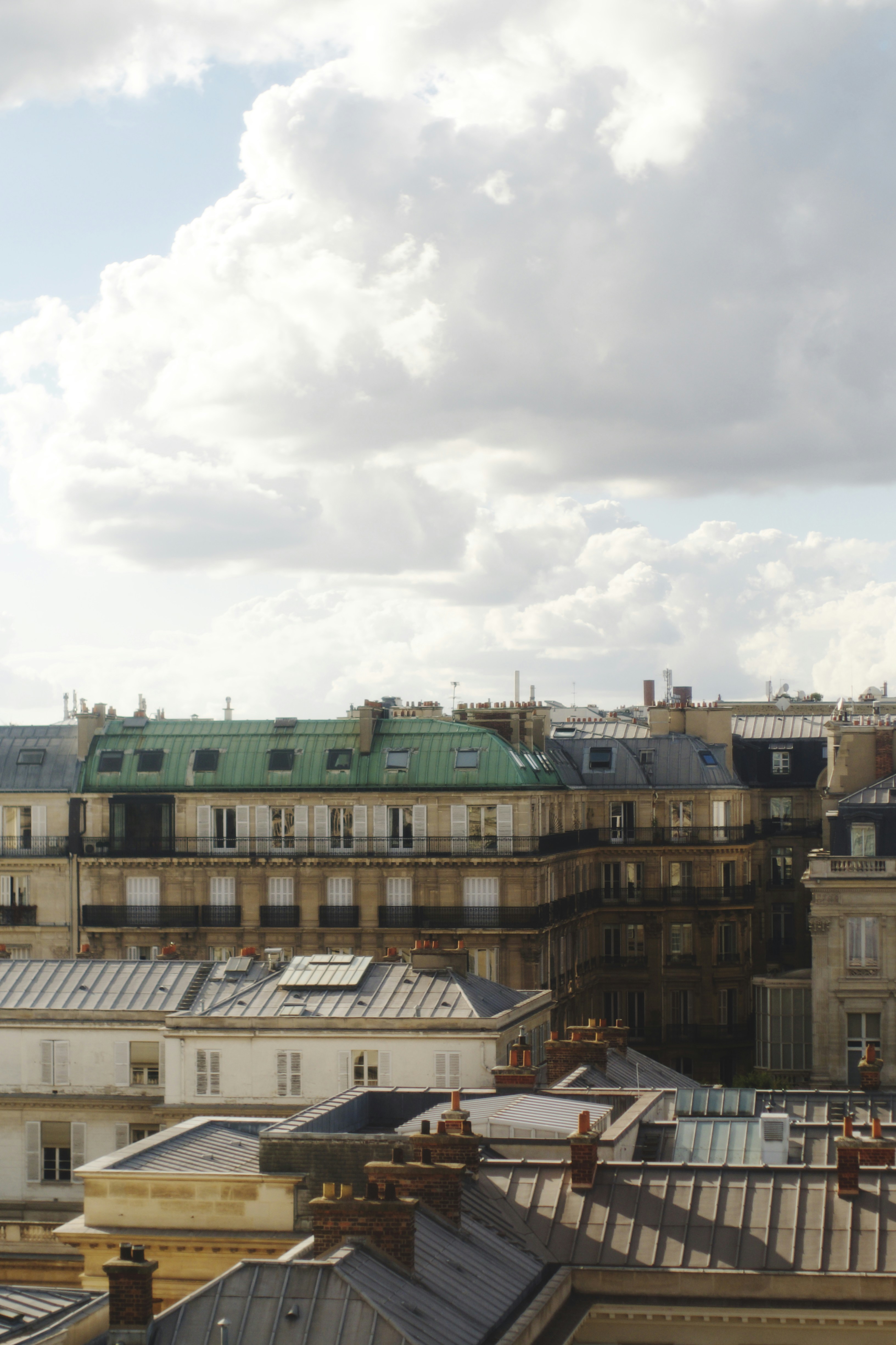 A glance of Paris from the Musée d'Orsay. | Rooftops of parisian buildings under a cloudy sky