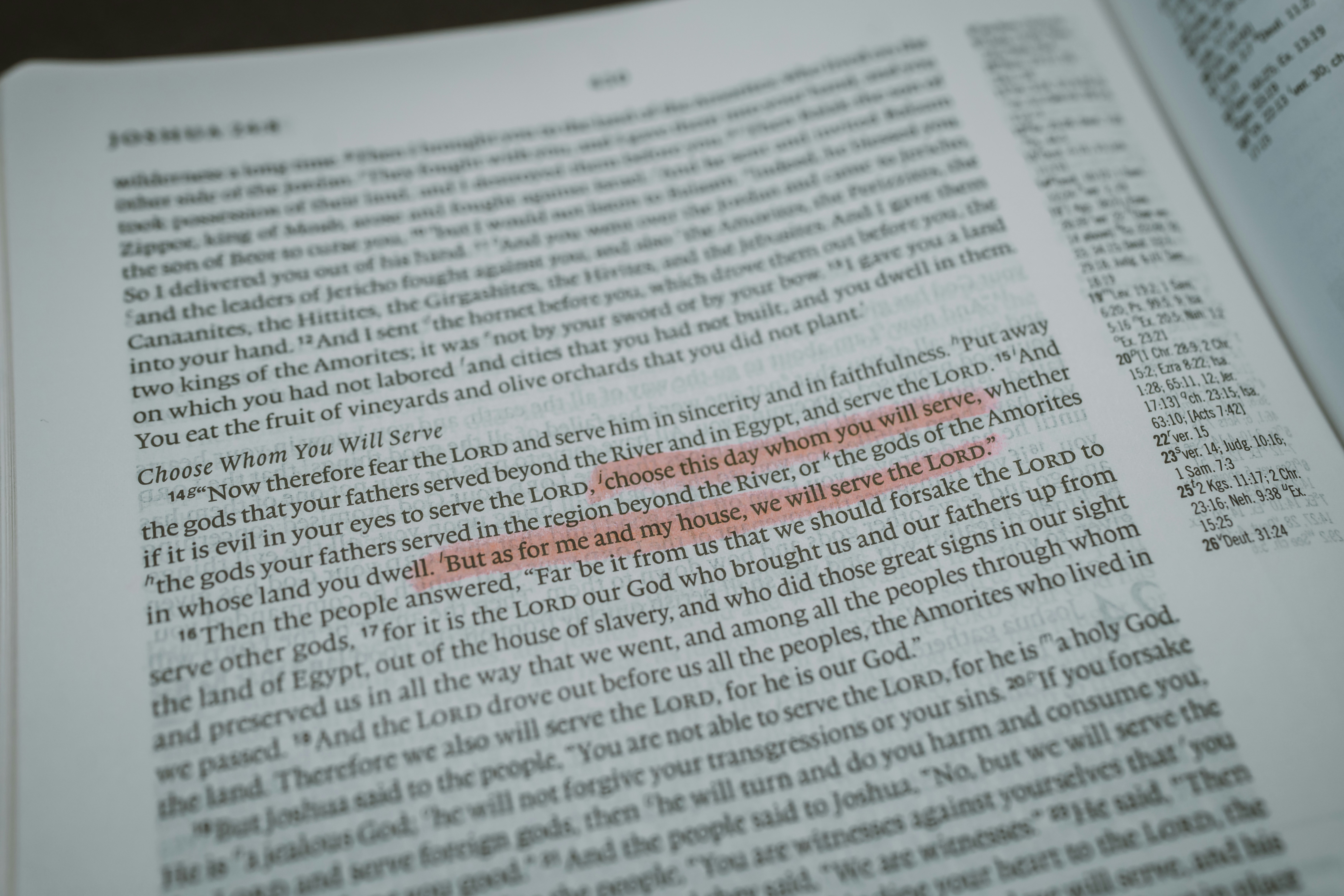 Open bible with highlighted text