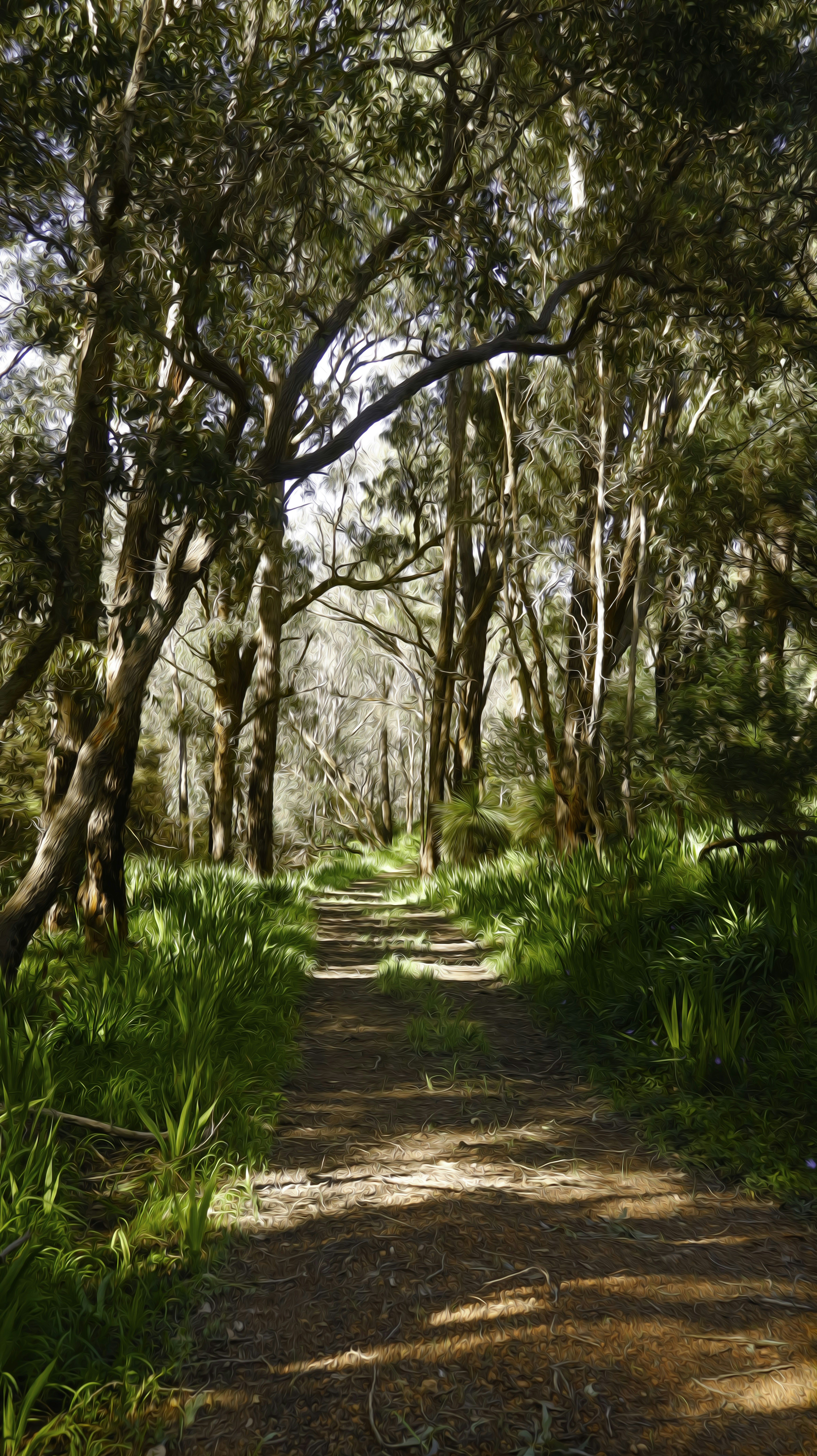 oil painting, of a bush walk