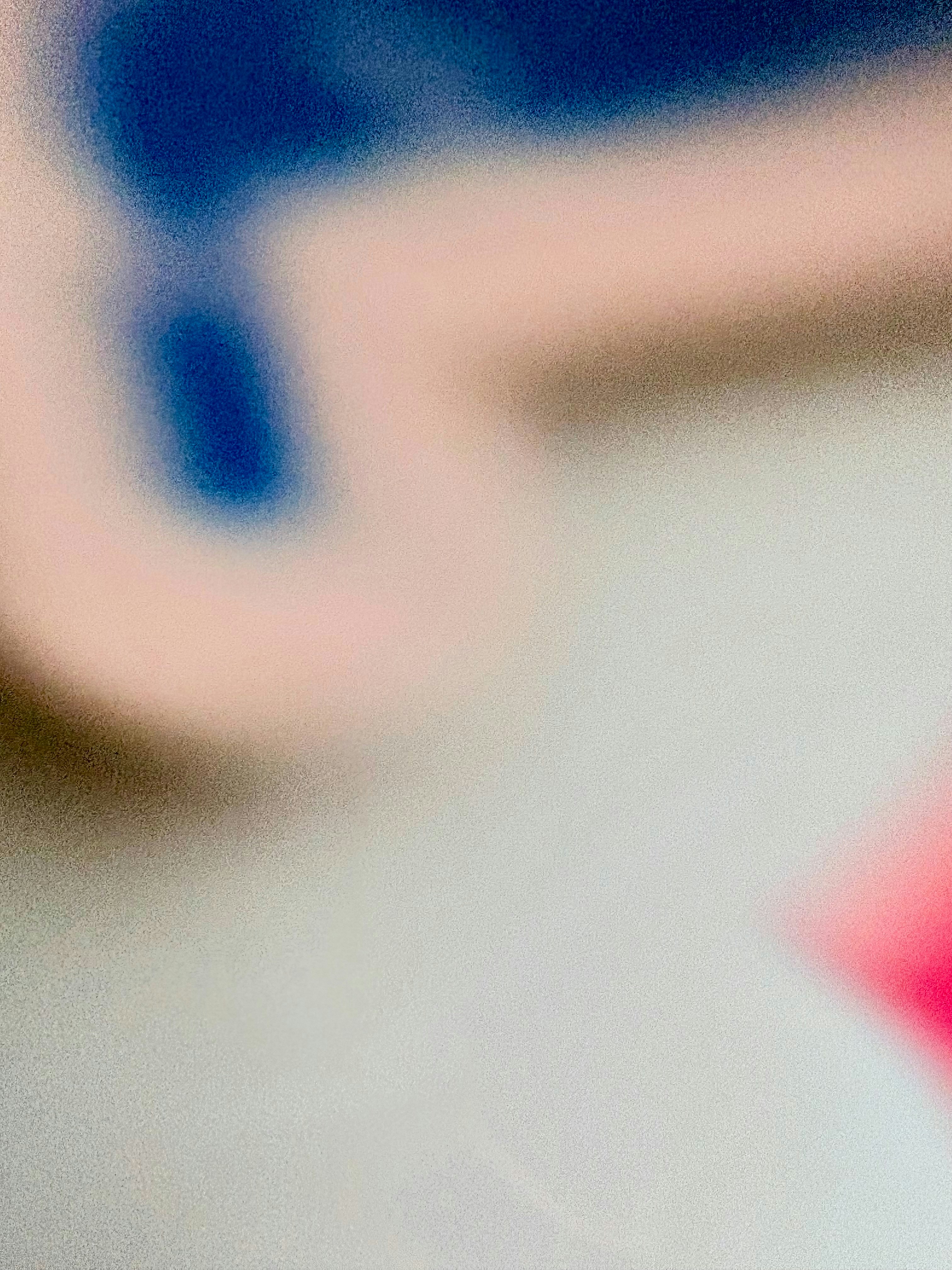 Abstract blue and pink shapes on white background