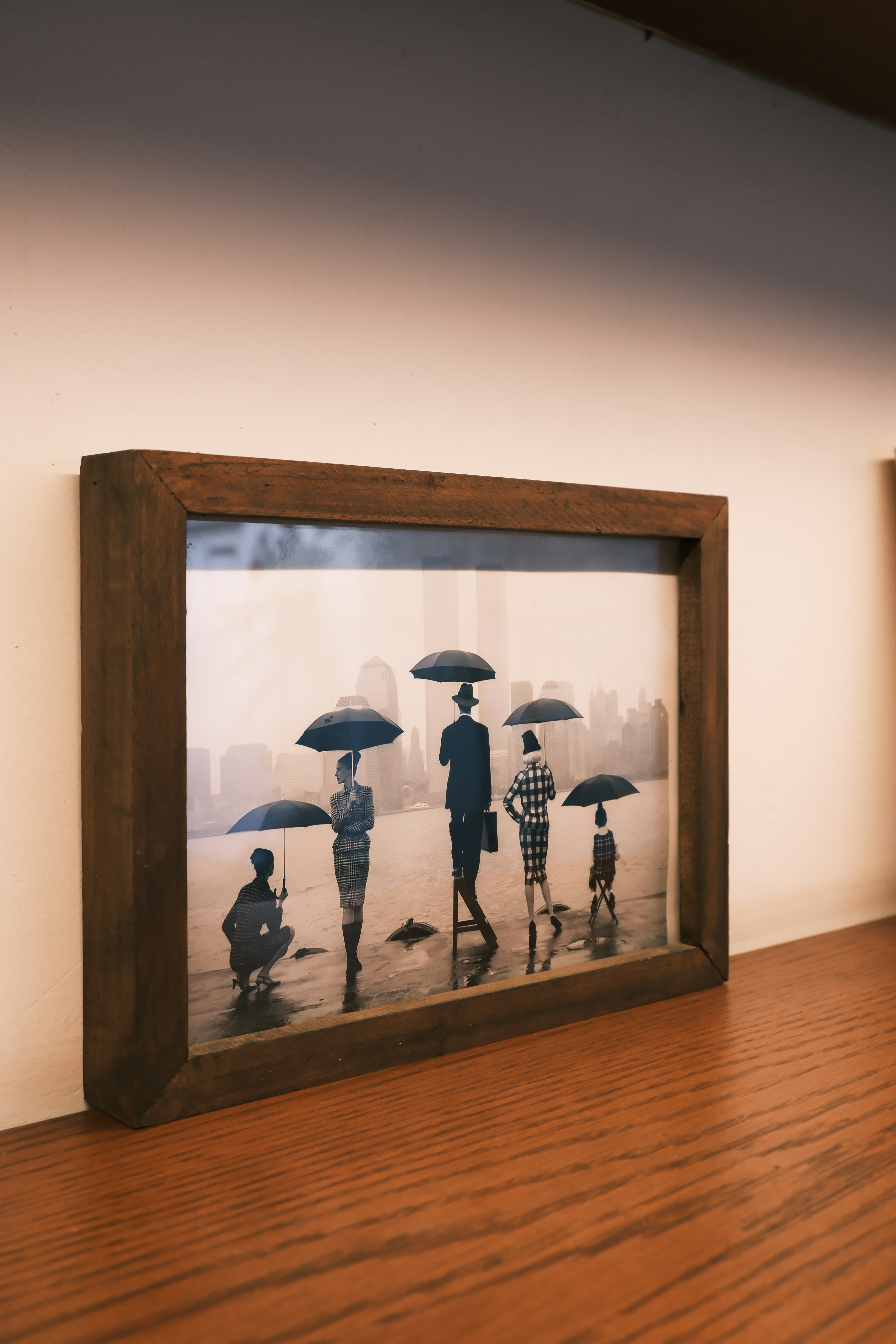 Silhouettes in the Rain: A Family's Umbrella Moment