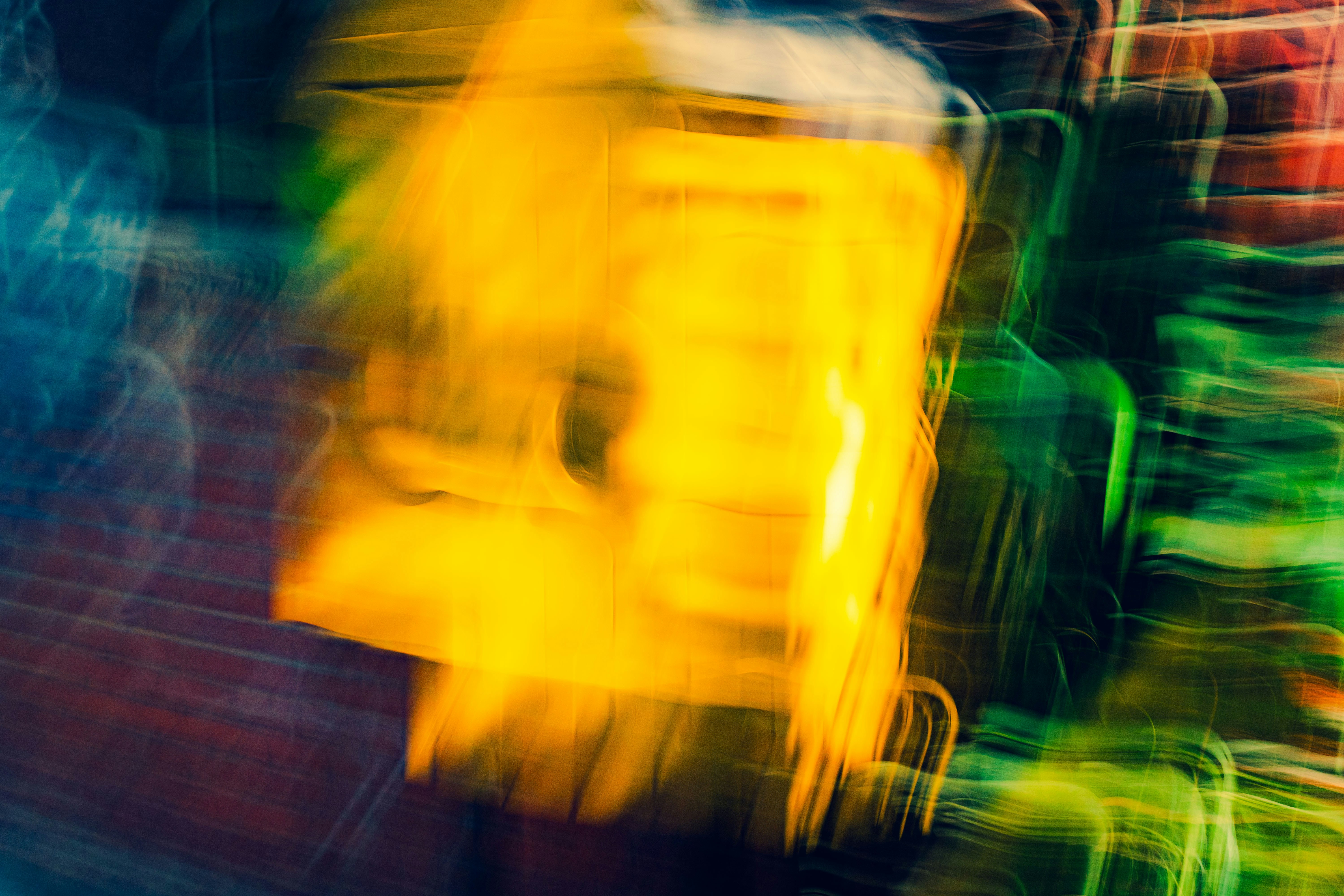 Abstract blur of yellow and blue lights