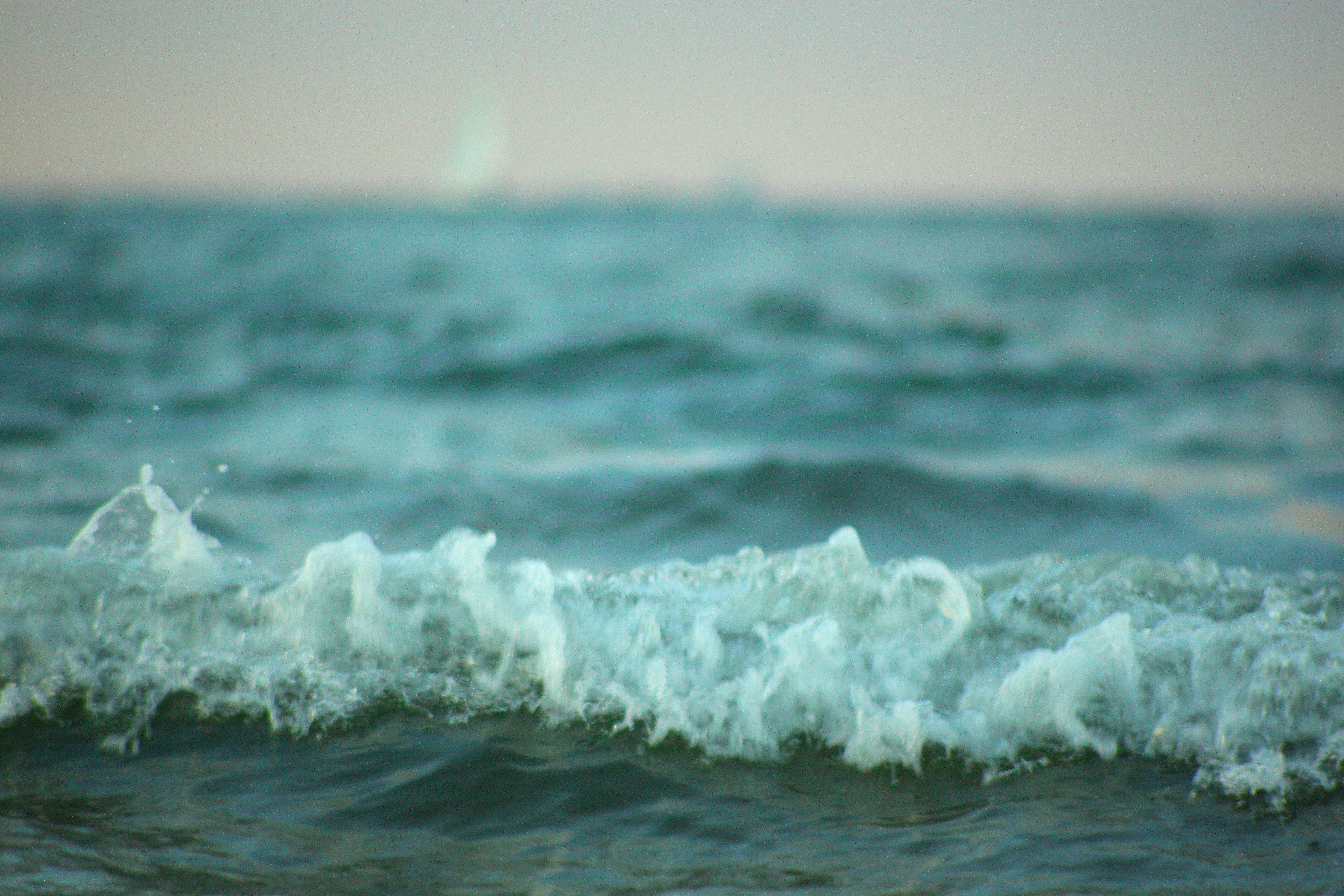 A close-up of a breaking ocean wave.
