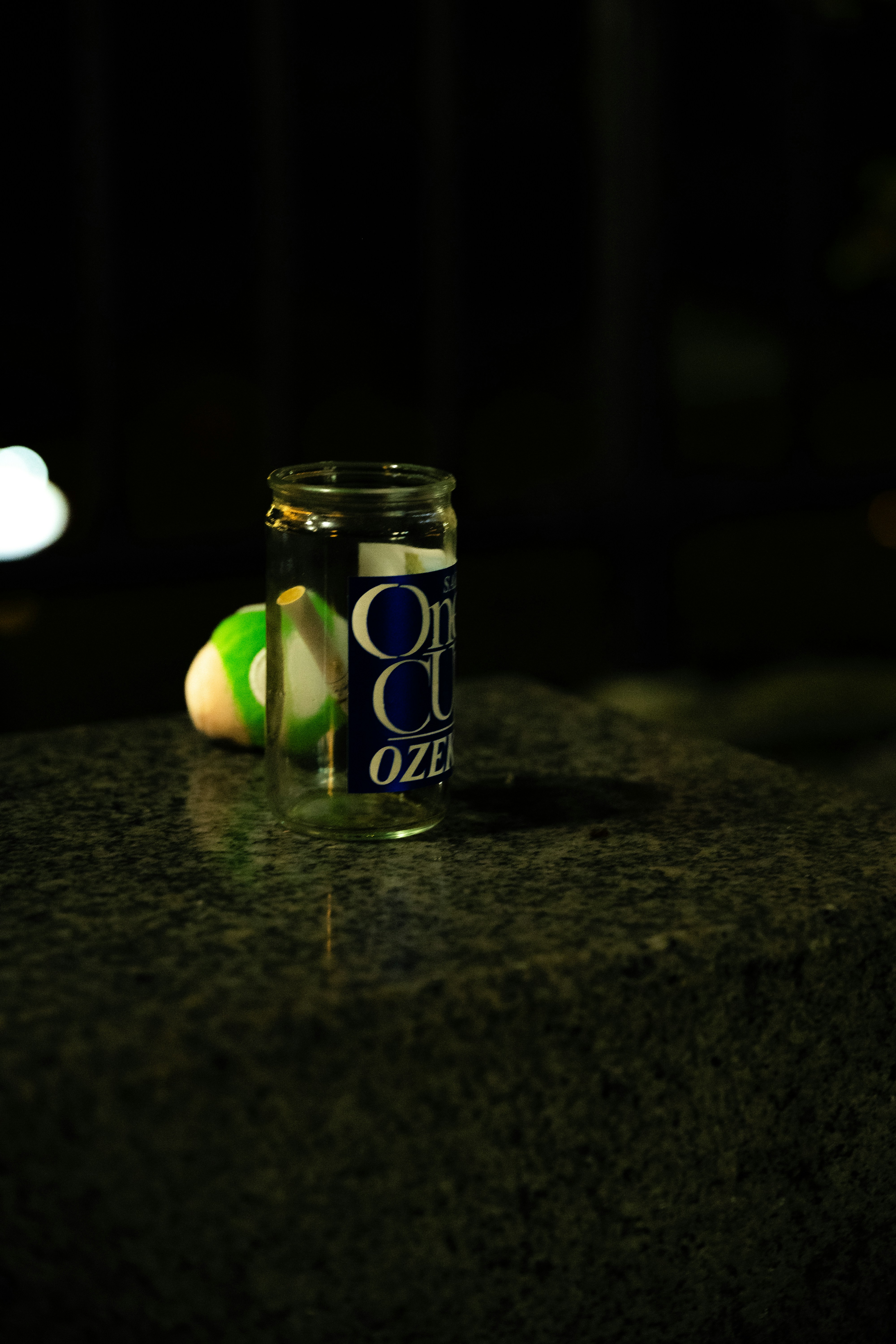 Nighttime Stillness: A Jar's Reflection