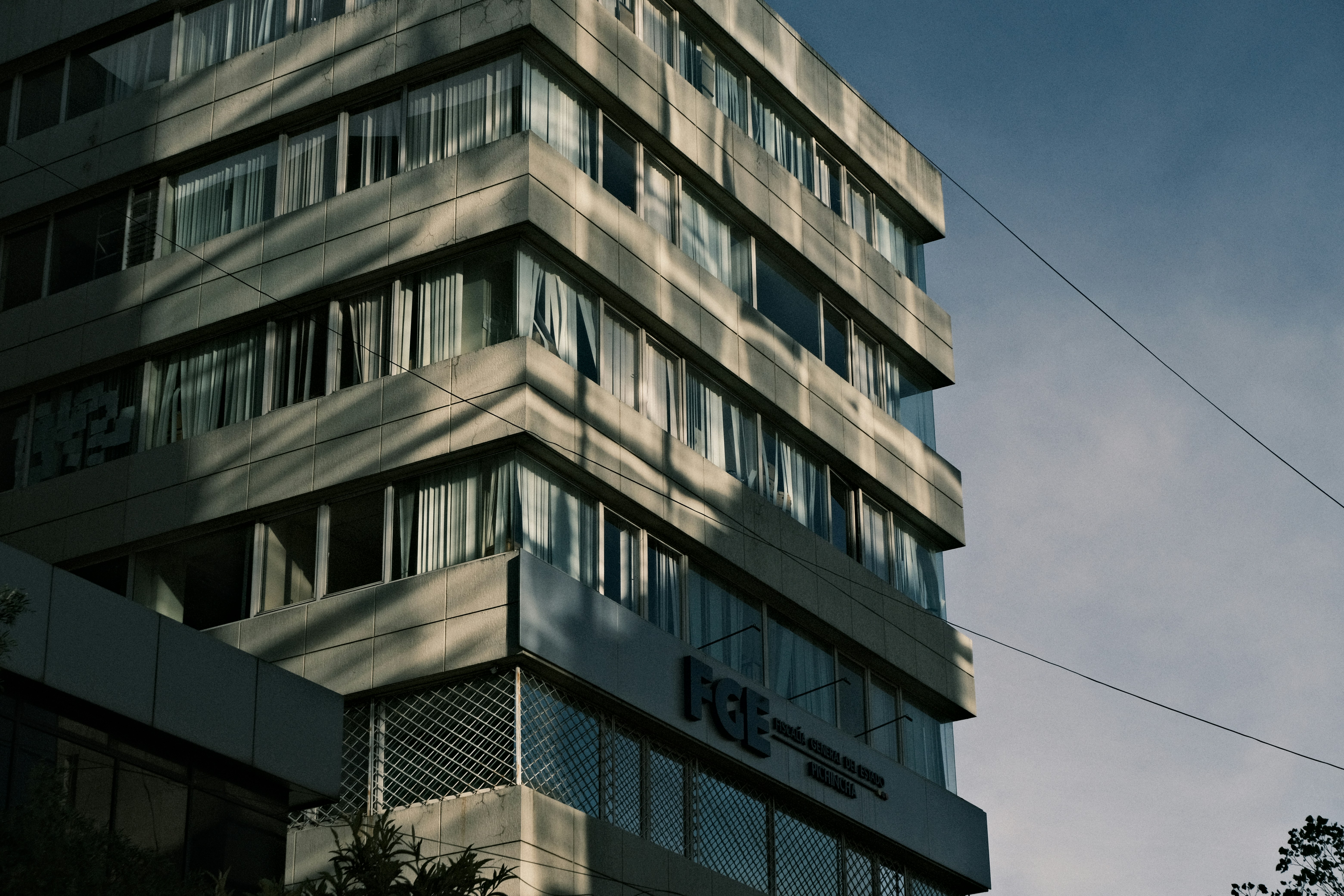 Modern concrete building with many windows