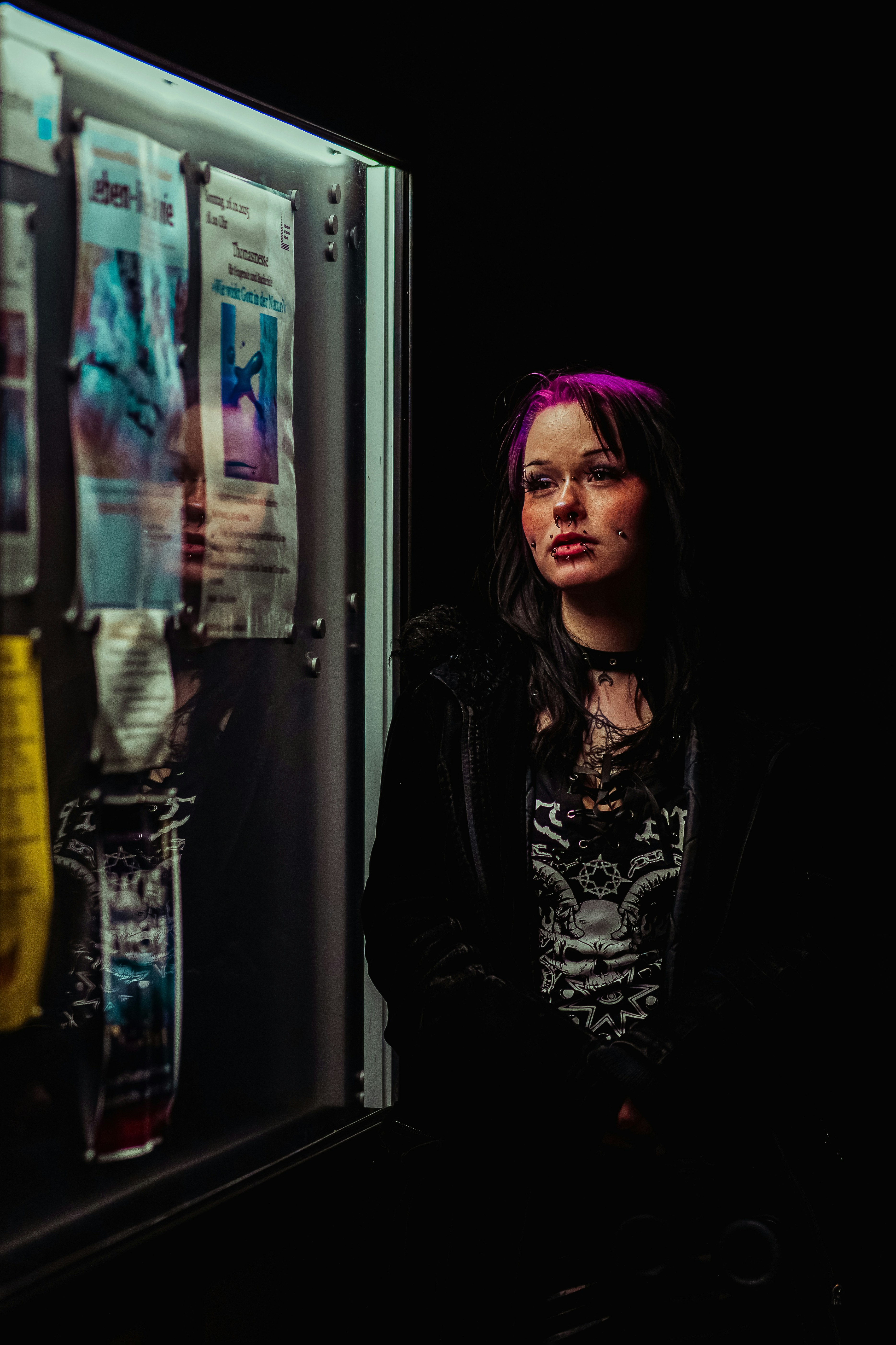 Neon Fringe: Night Portrait by the Vending Window