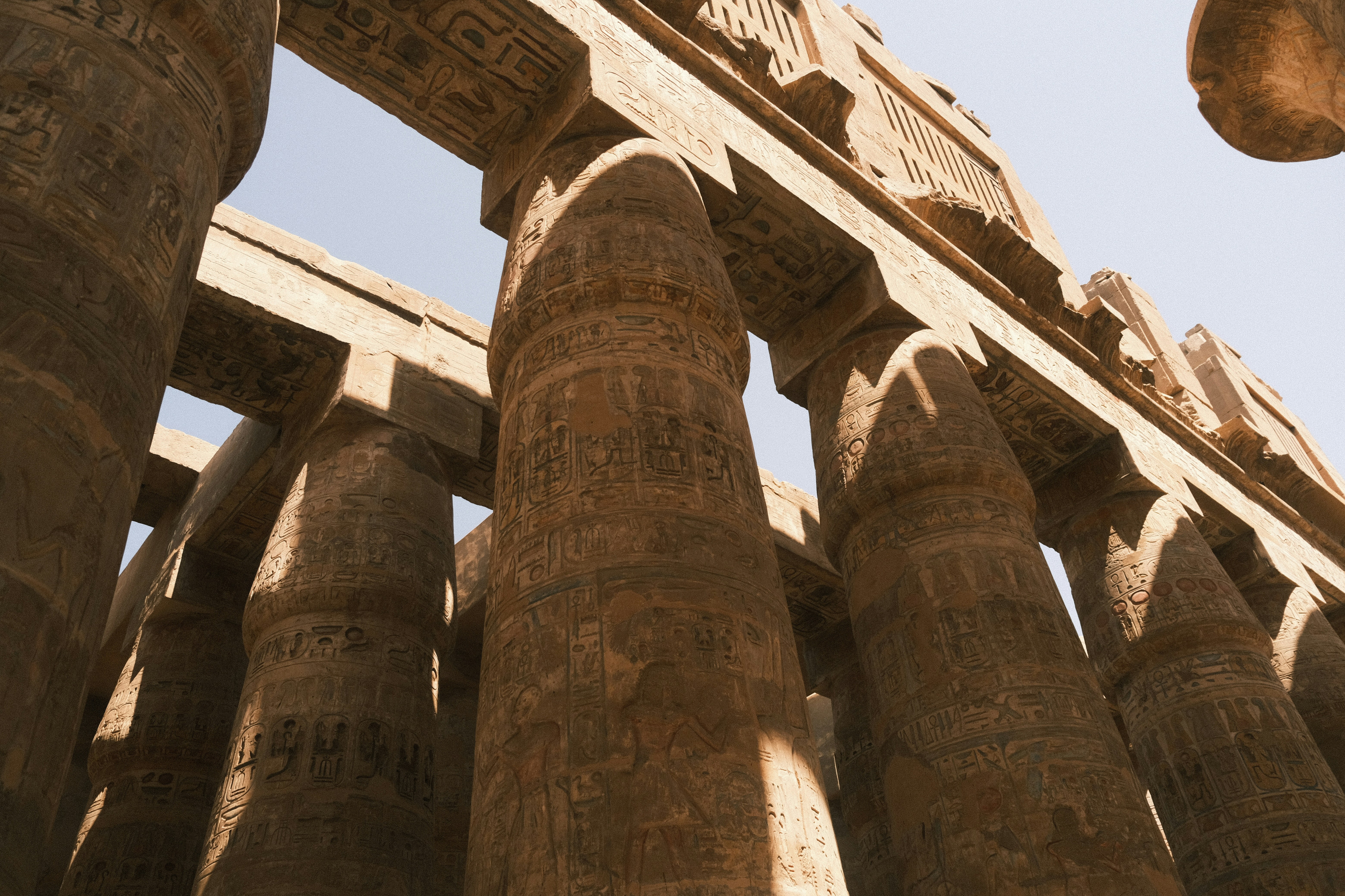 columns of karnak temple | Ancient egyptian columns with hieroglyphs