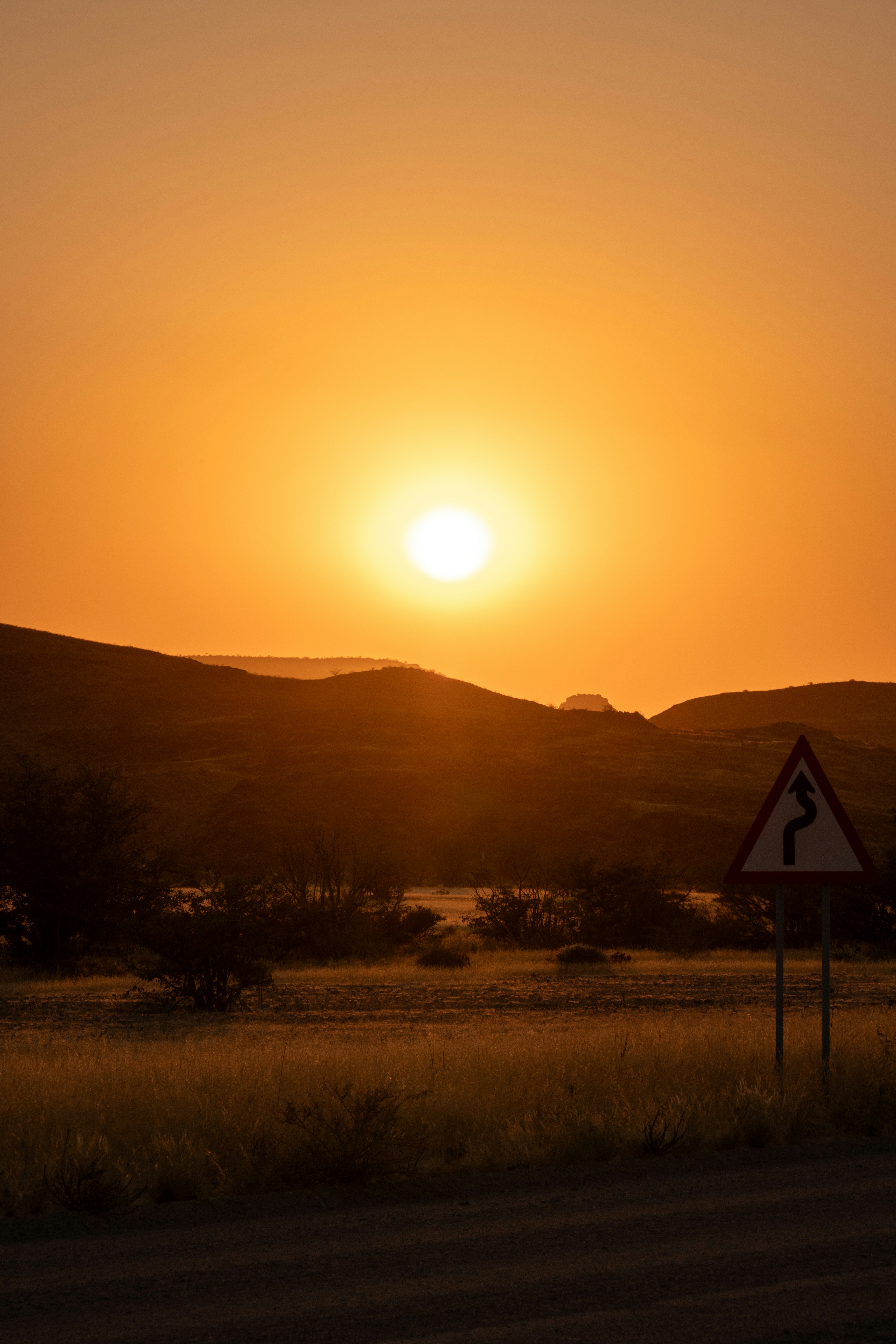 Golden Horizon: A Serene Sunset Over Rolling Hills