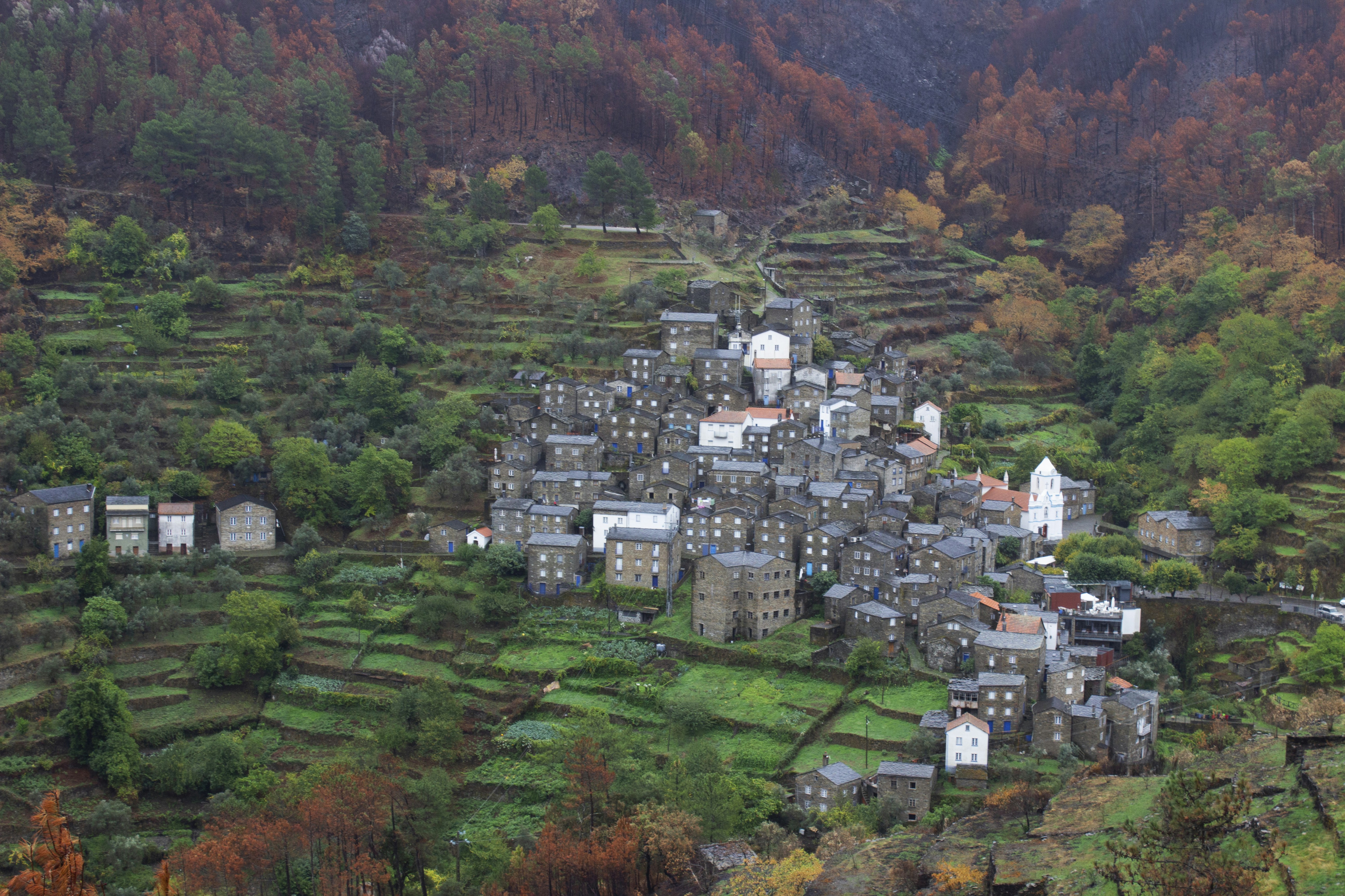 Piódão | Stone houses clustered on a terraced hillside