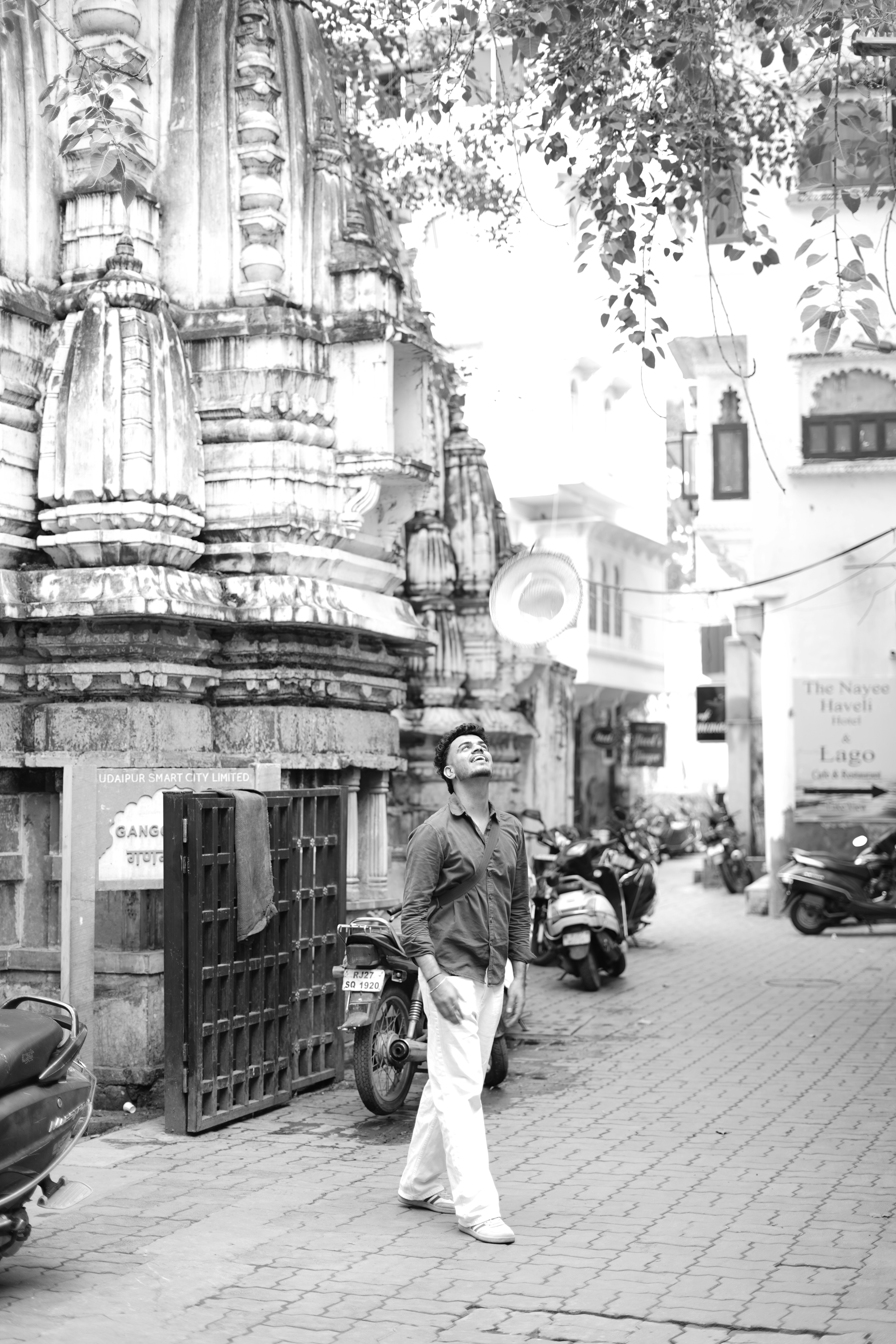 Street Portrait Beneath Sacred Facades