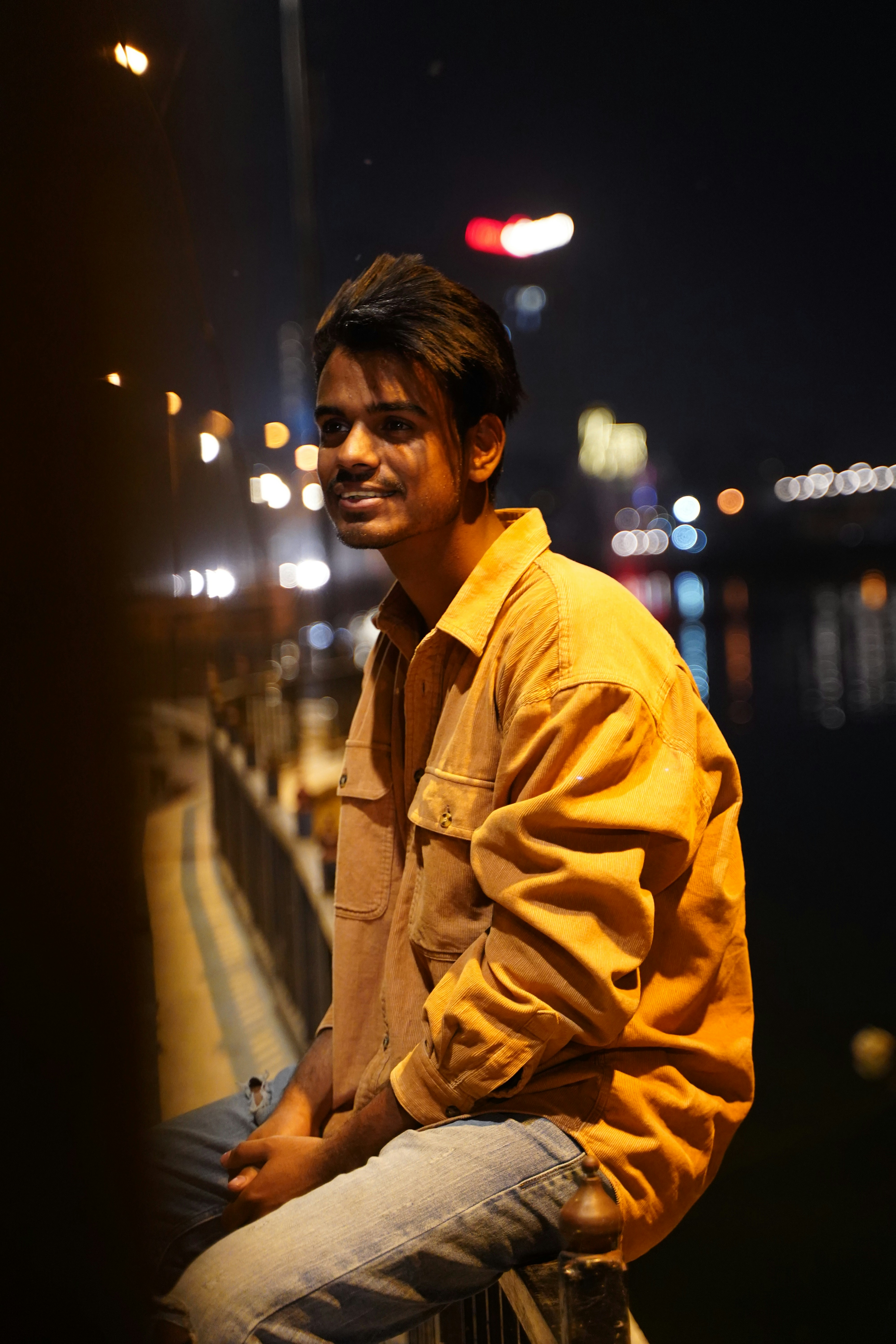 Amber Night Portrait by the Waterfront