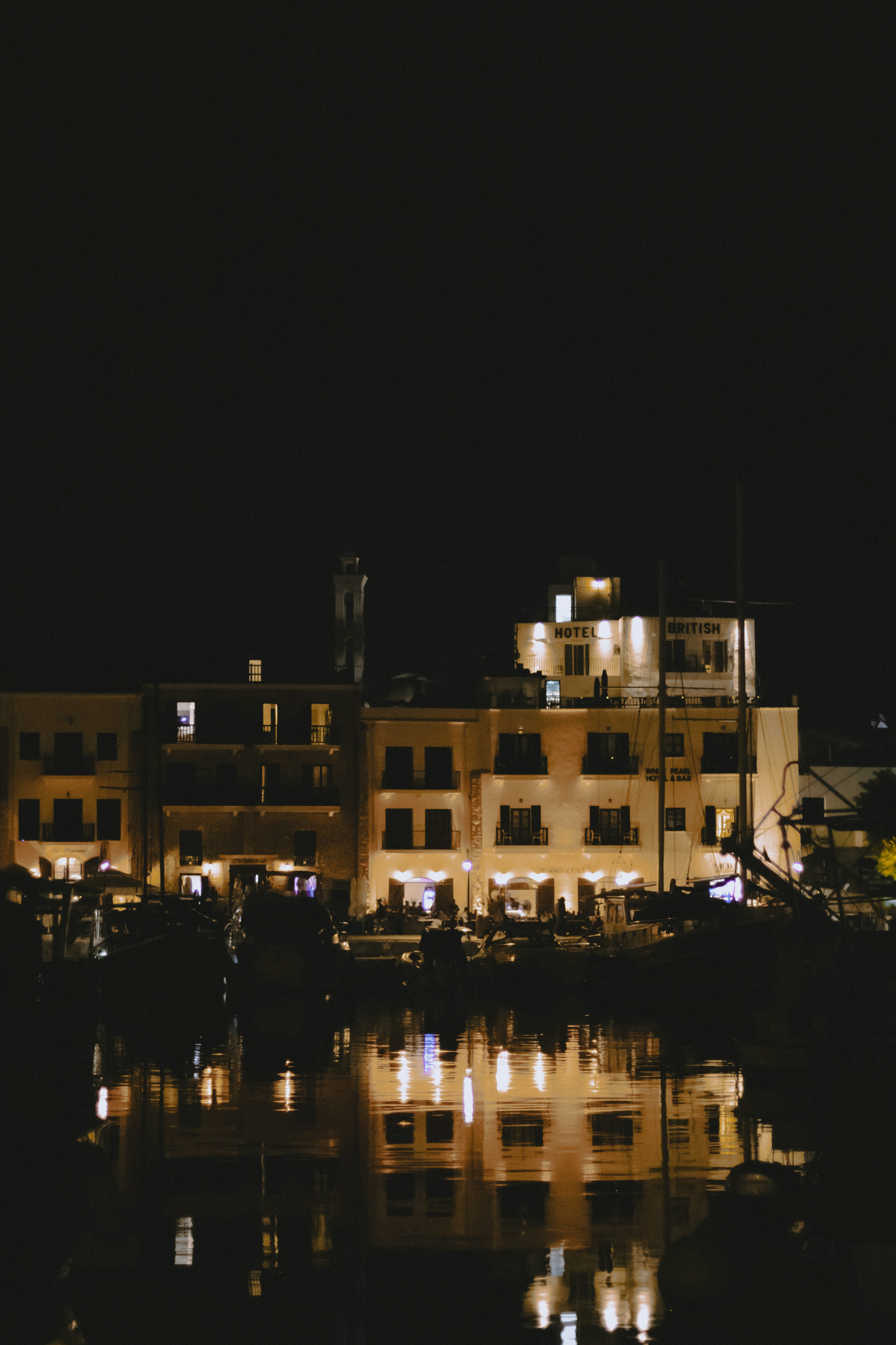Nocturnal Reflections: A Harbor's Glow