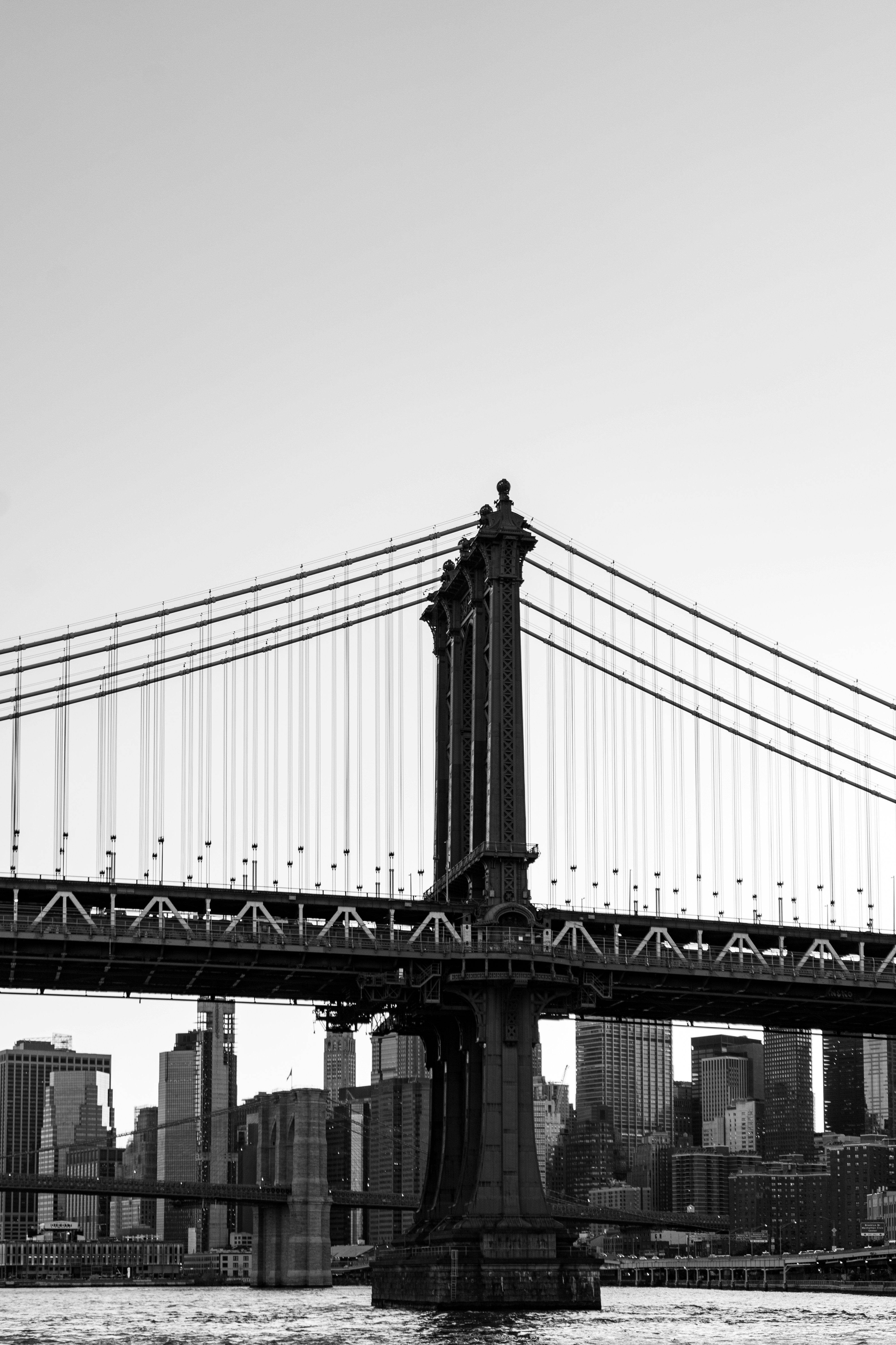 Manhattan bridge with new york city skyline
